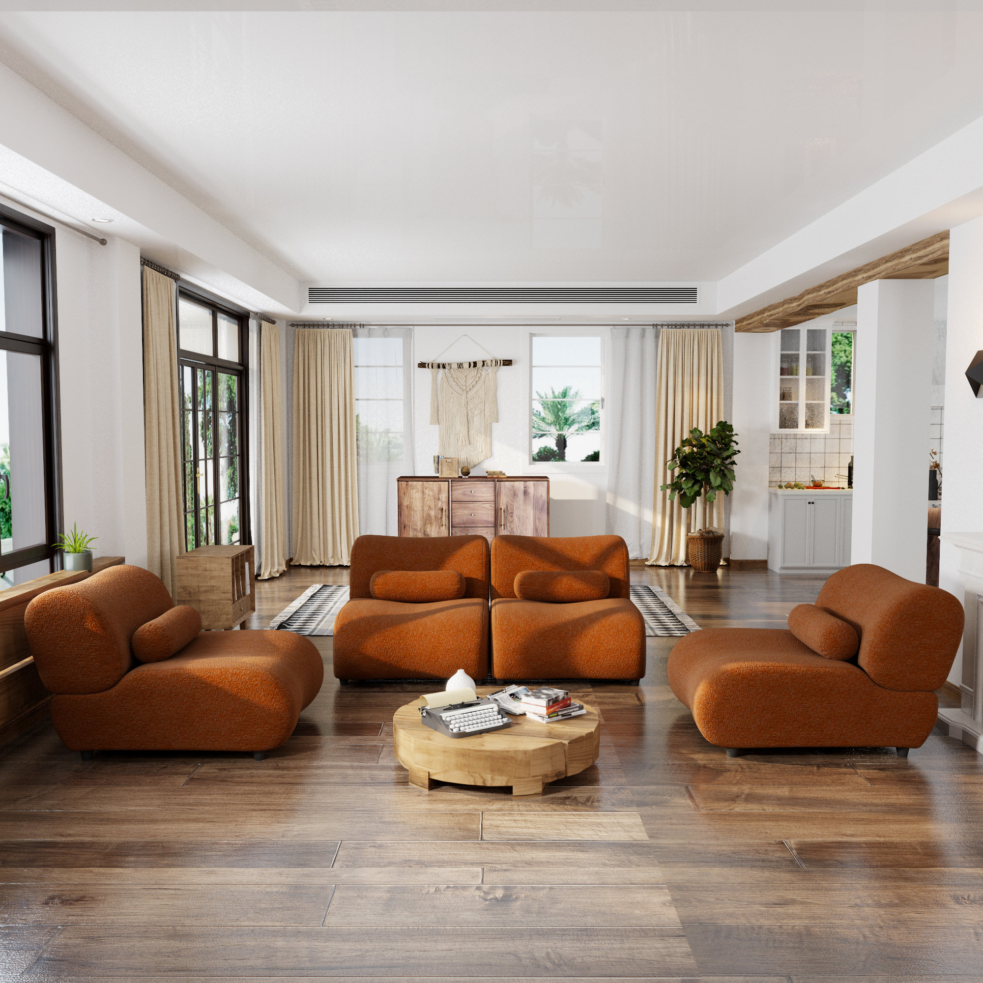 Ivy Bronx 144" Oversized Modular Modular Modular Sofa-4pcs | Wayfair