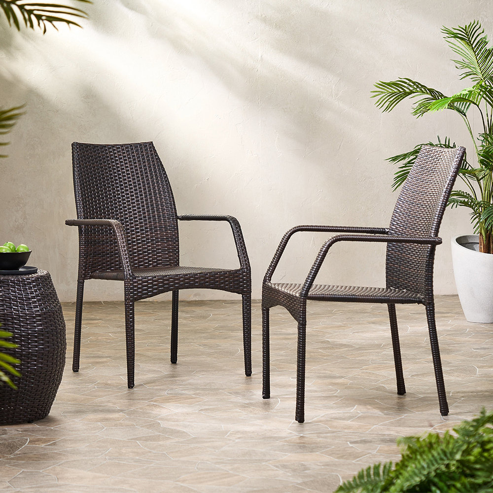 Lark Manor 2-Piece Outdoor Wicker Stacking Patio Chair Set - Wayfair Canada