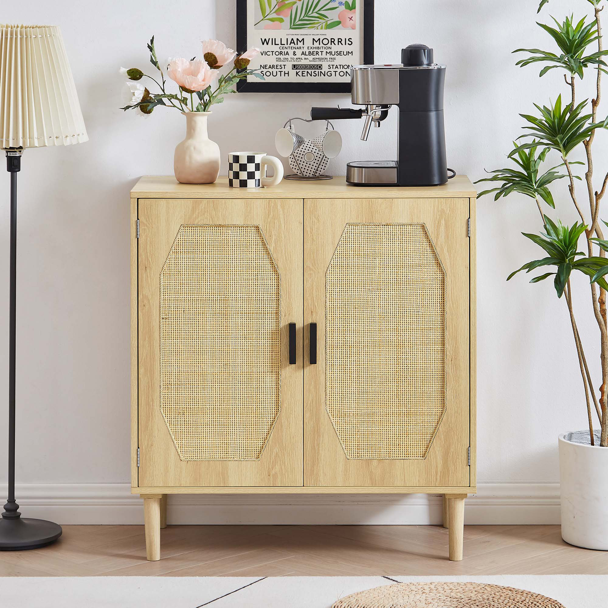 Bayou Breeze Kitchen Storage Cabinets With Rattan Decorative Doors ...