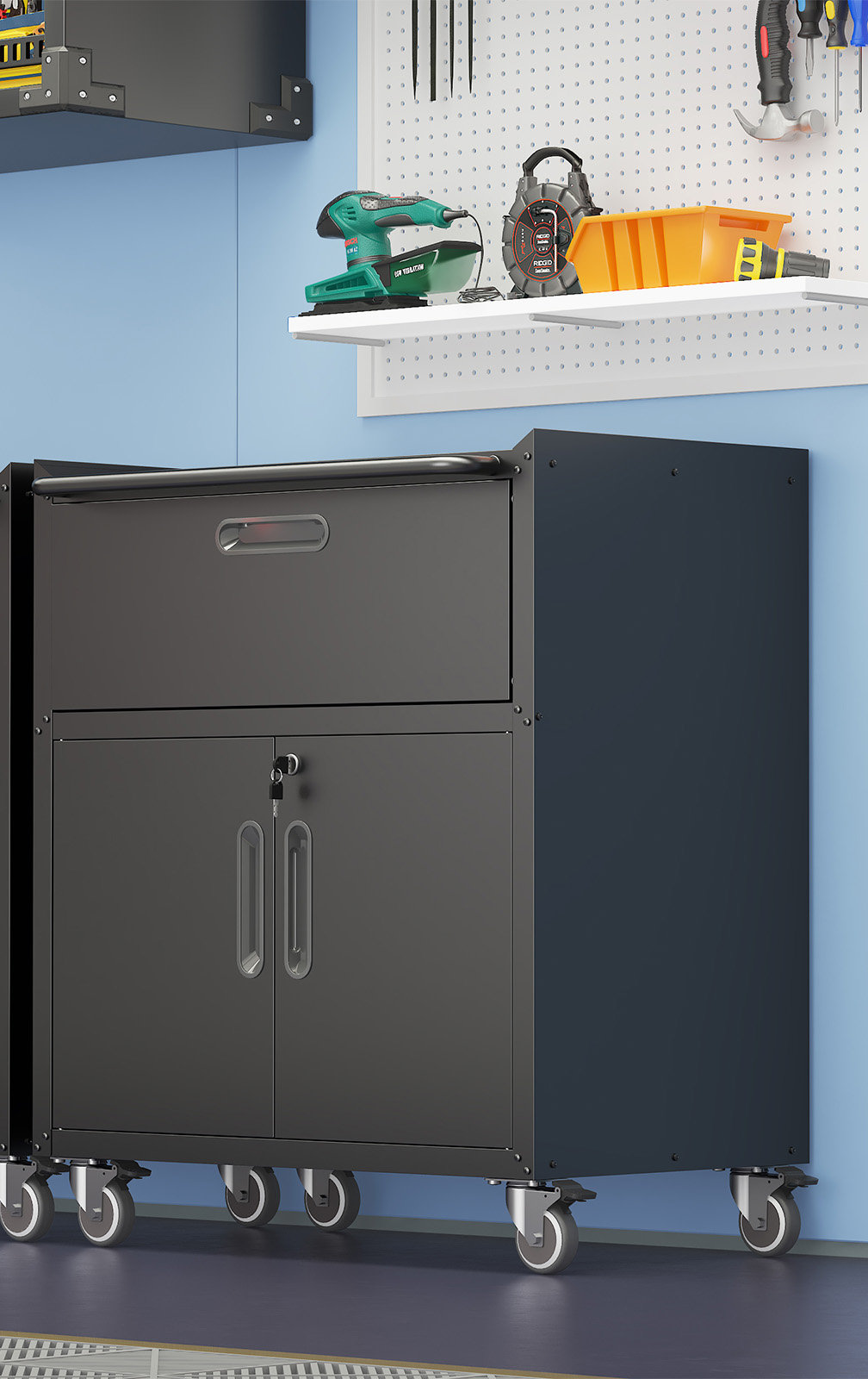 WFX Utility™ Metal Tool Cabinet on Wheels, Mobile Metal Storage Cabinet ...