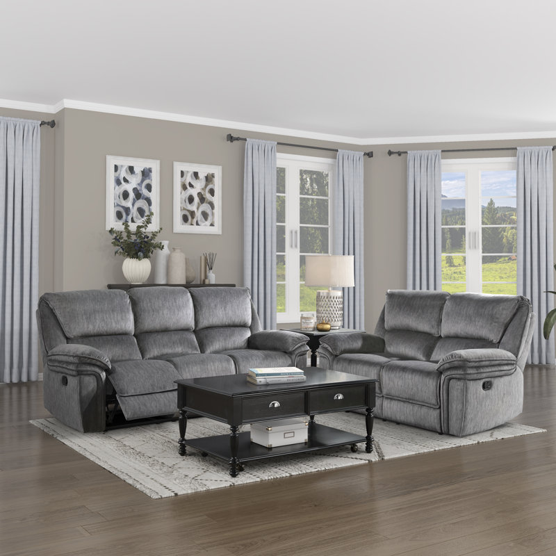 Latitude Run® Kathan 2-Piece Microfiber Manual Reclining Living Room ...