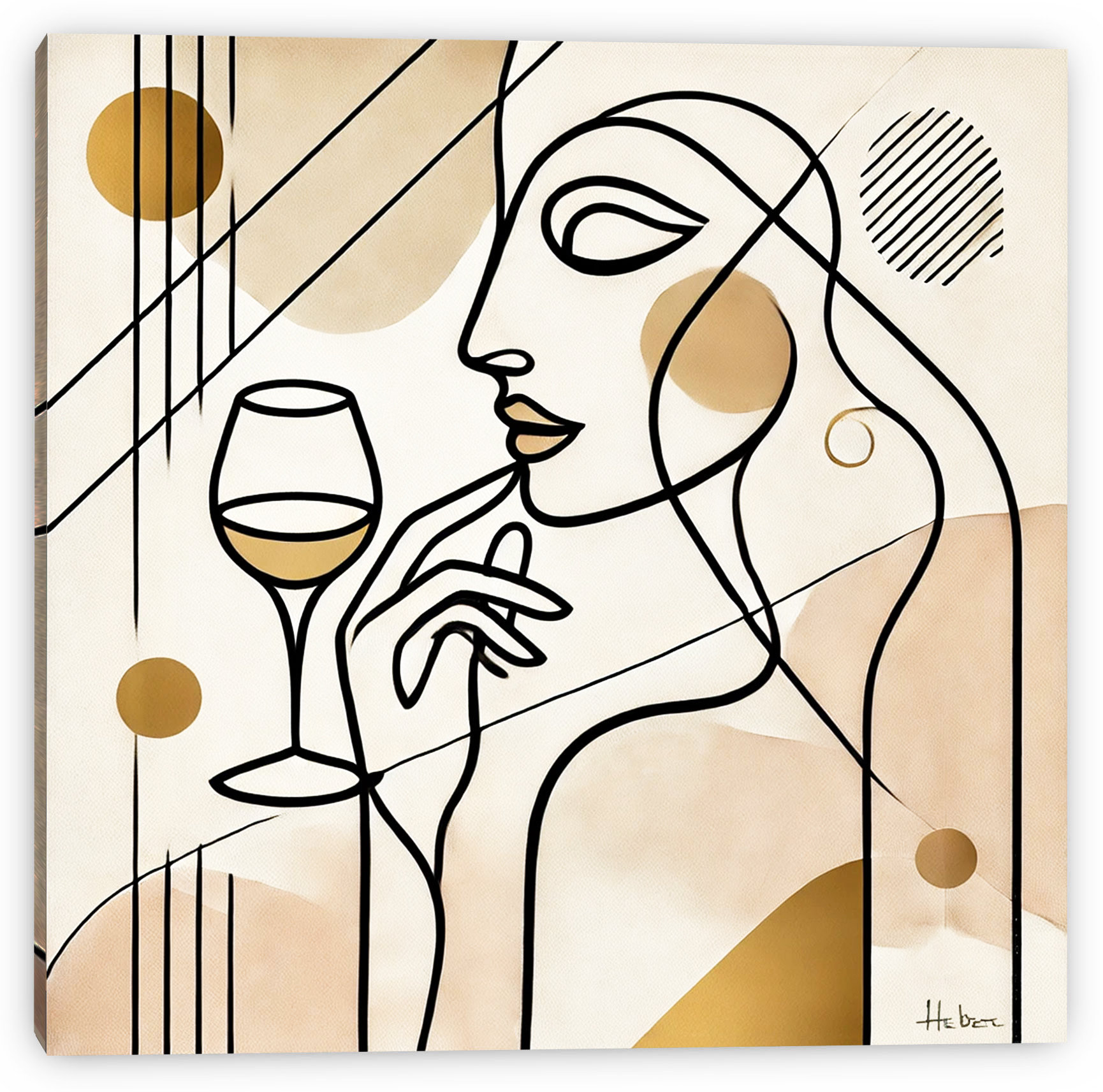George Oliver “Golden Palate” Wrapped Canvas Wall Art – Woman with Wine ...