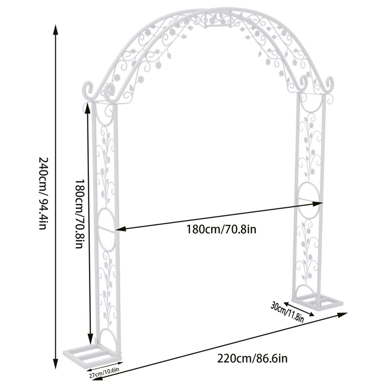 LUVODI Large Wedding Arch Backdrop Stand Metal Arch Frame in White ...