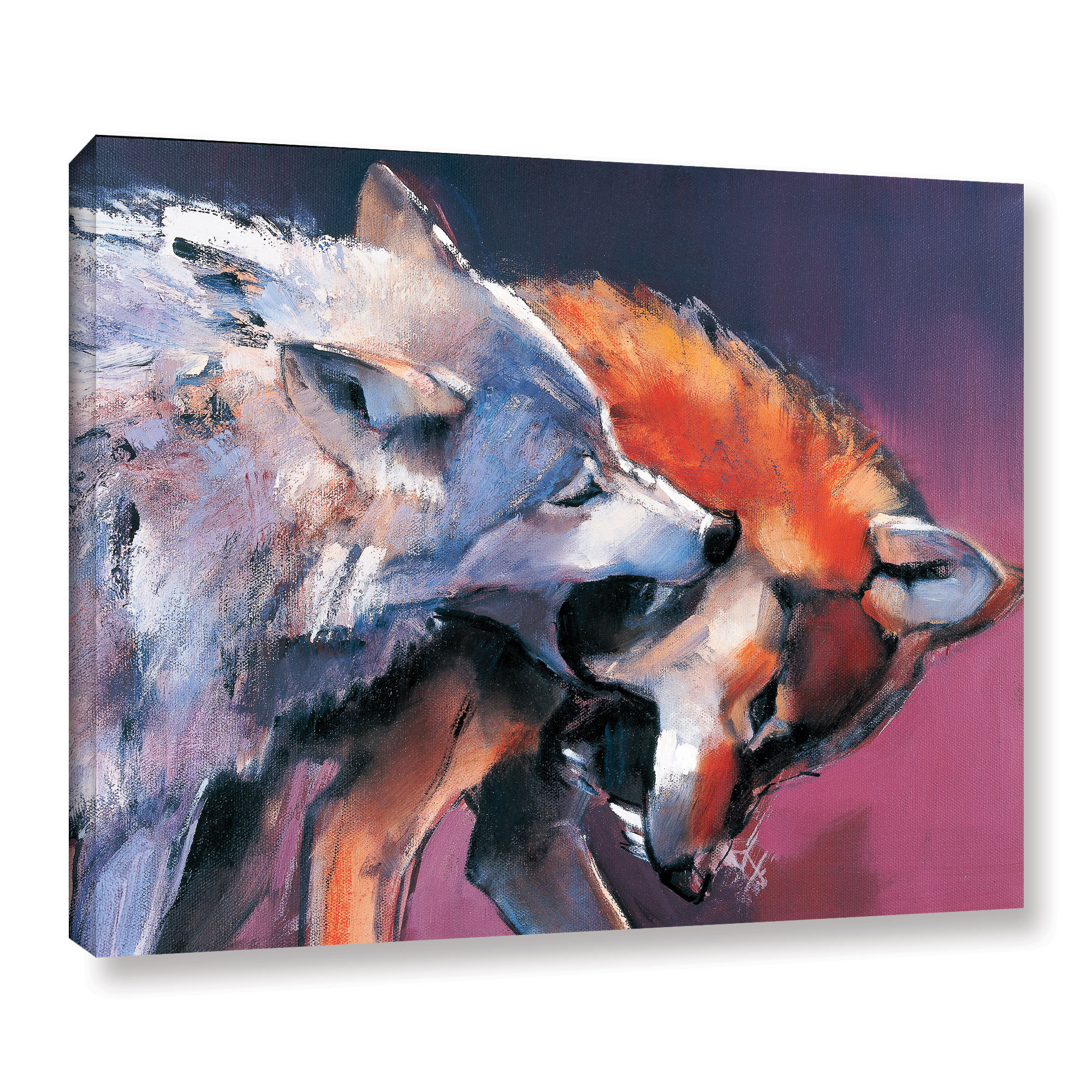 Millwood Pines Two Wolves - Painting Print on Canvas | Wayfair