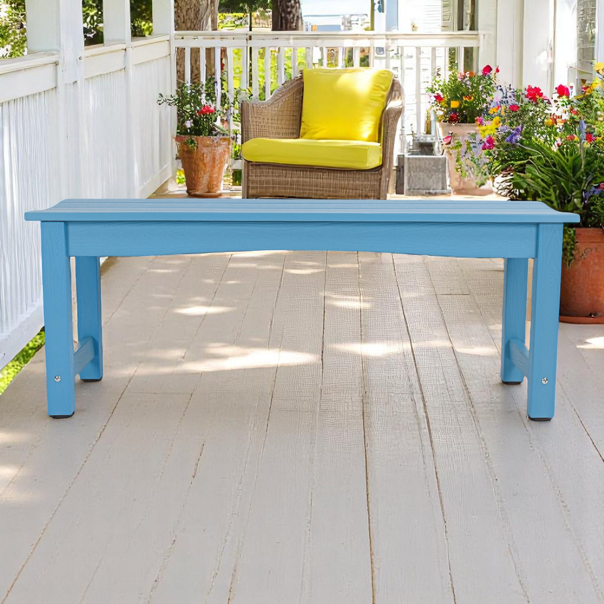 Winston Porter Outdoor Backless HDPE Adirondack Bench, Garden Park ...