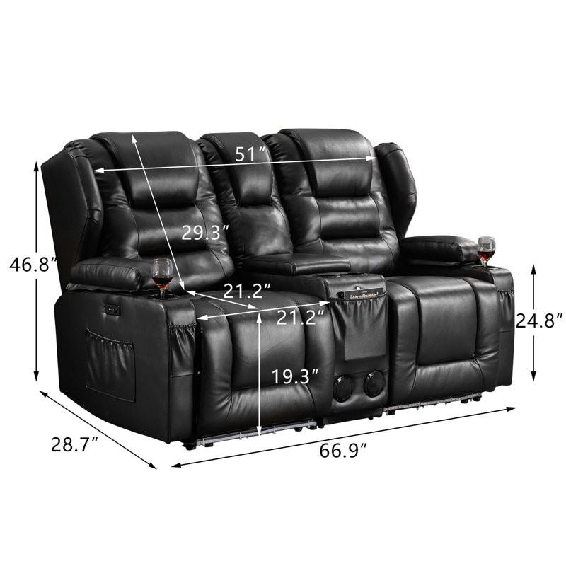 Ivy Bronx 66.9" Wide Power Recliner Loveseat Sofa with Console ...