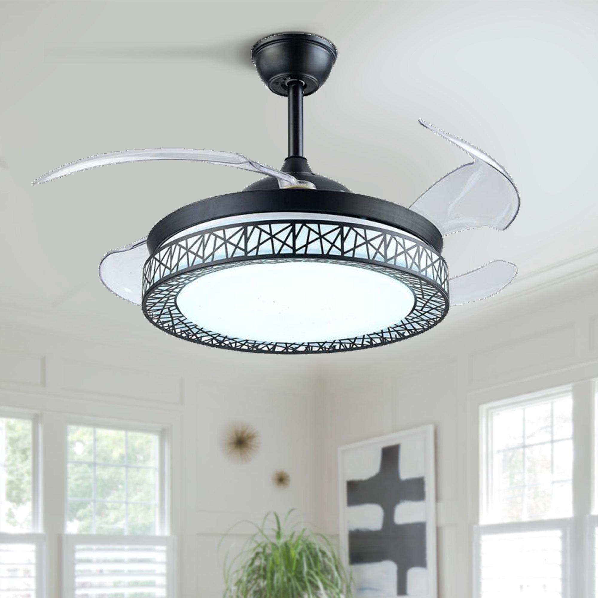 Orren Ellis 42'' Otisville 4 - Blade LED Retractable Blades Ceiling Fan ...