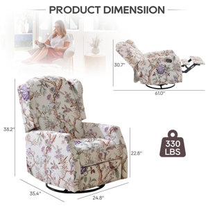 Lark Manor™ Swivel Rocker Recliner,Wingback Recliner Chair,Floral ...