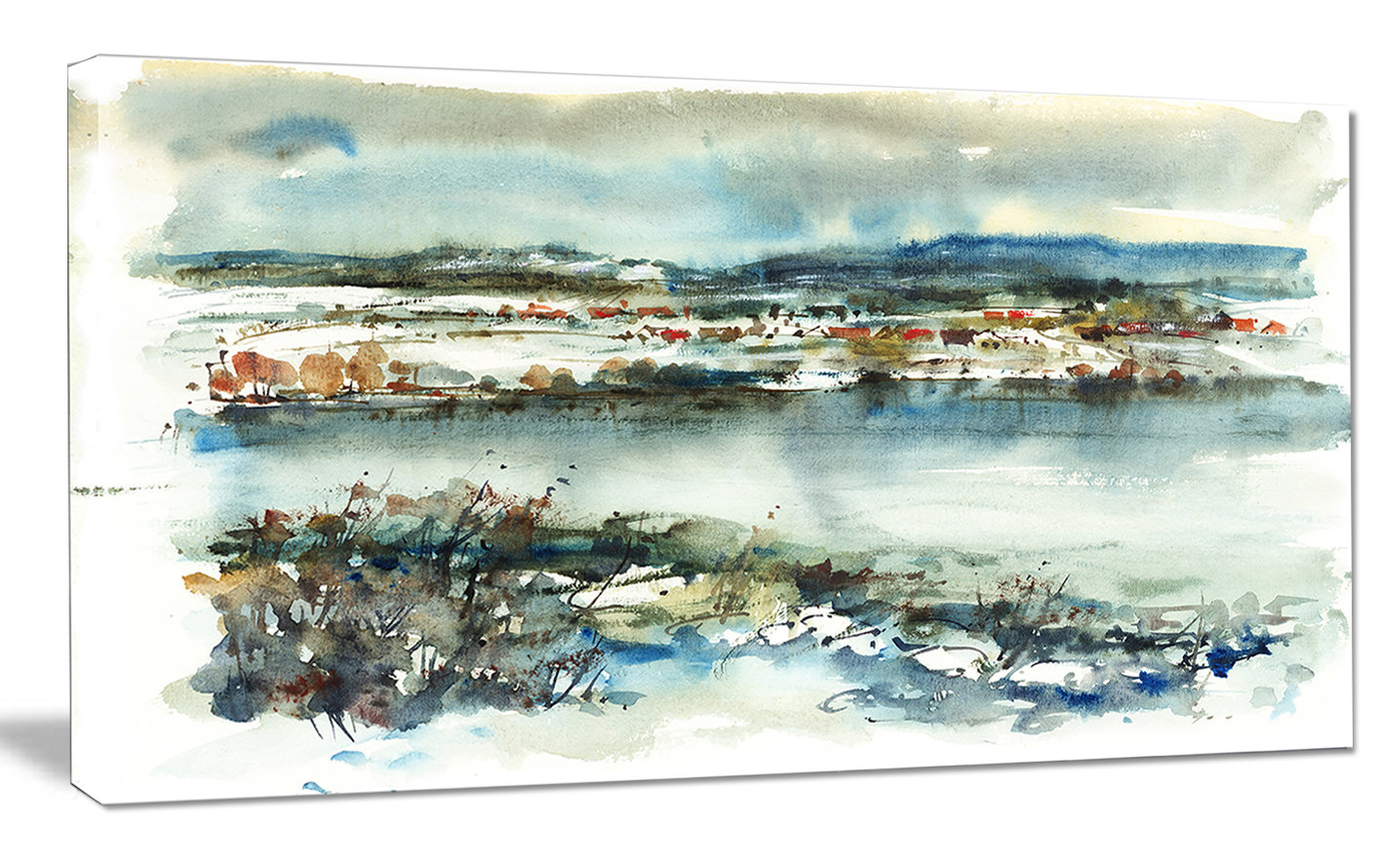 Design Art Blue Winter Lake - Wrapped Canvas Graphic Art Print | Wayfair