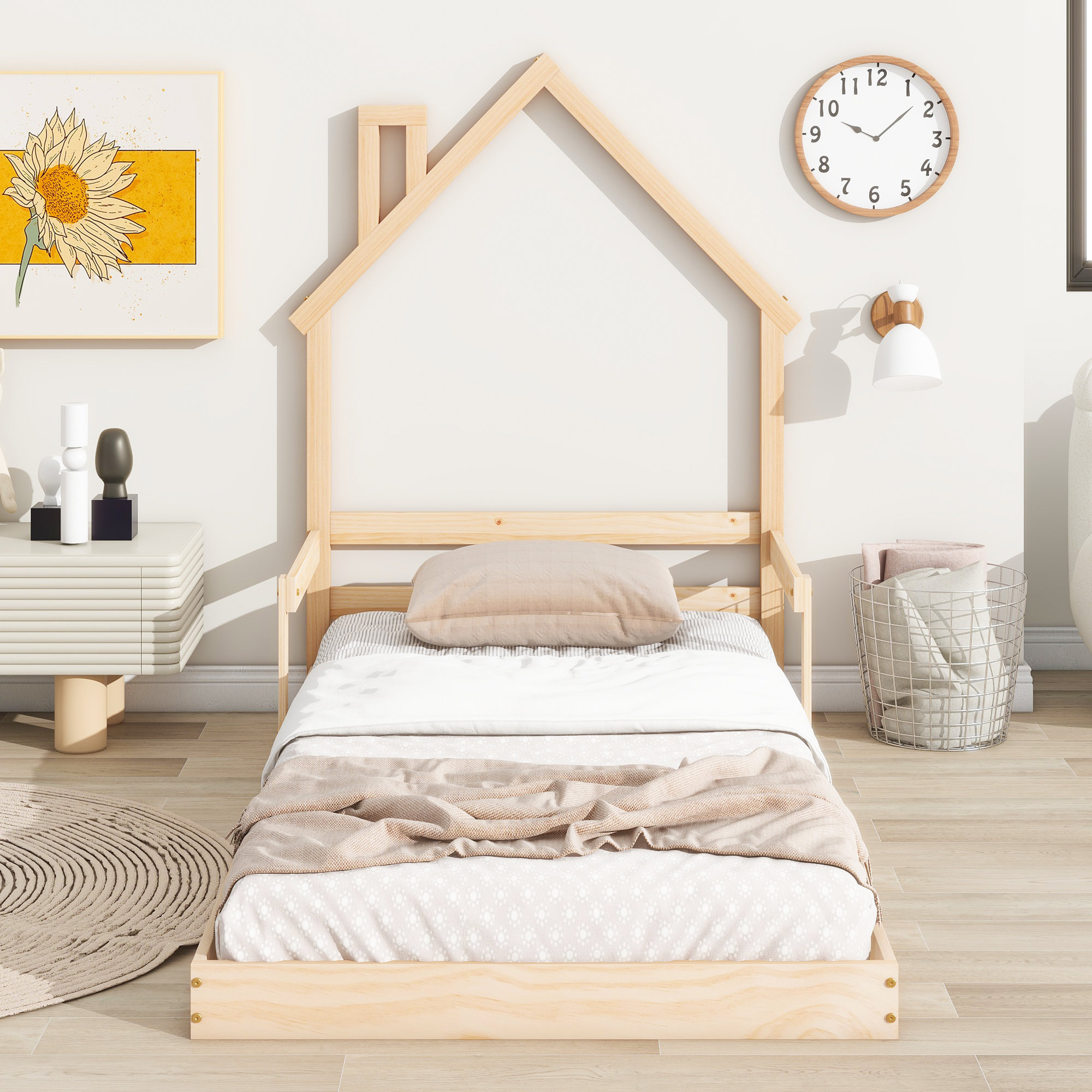 Gracie Oaks Morgan House-Shaped Slat Kids Bed | Wayfair