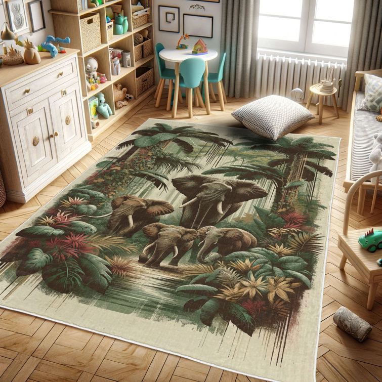 Ambesonne Elephant High Density Long Fiber Poly Threads Decorative Area ...