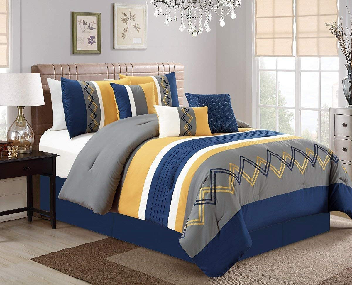 Chezmoi Collection Microfiber Modern & Contemporary 7 Piece Comforter ...
