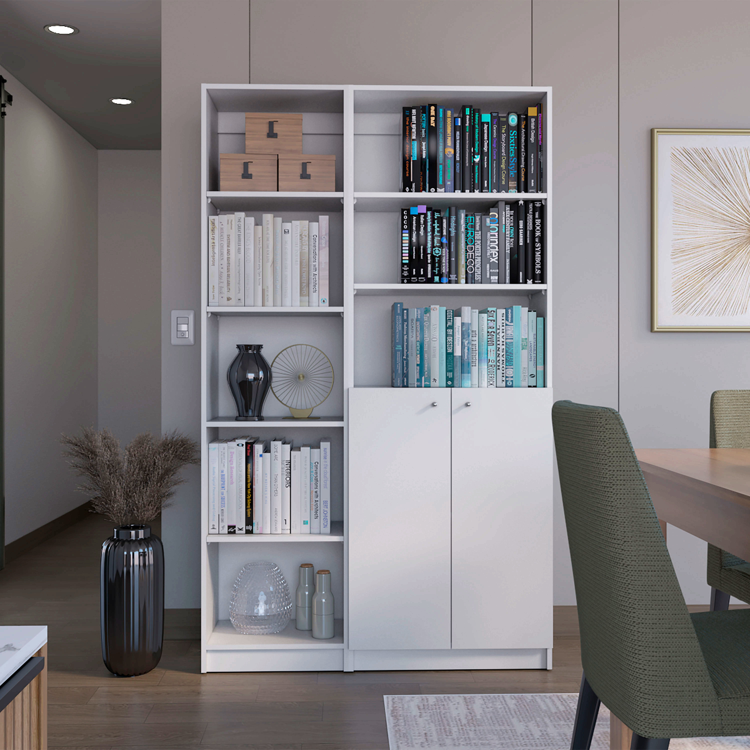Hokku Designs 2 Piece Home Bookcase Set, 42" Wide With 8 Shelves And ...