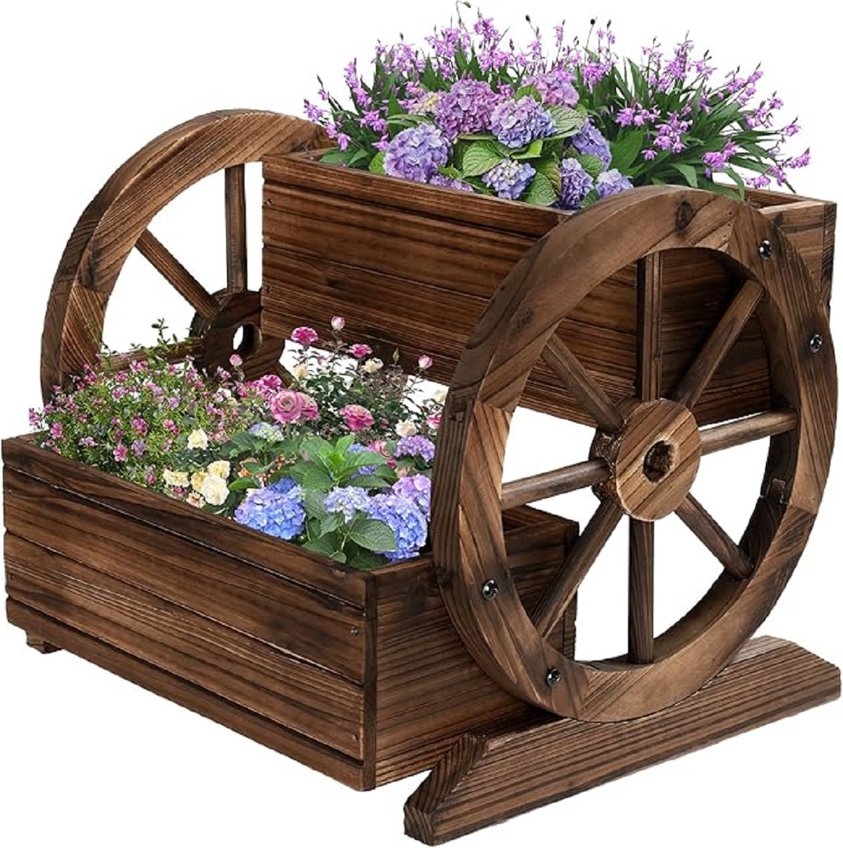Ophelia & Co. Wooden Wagon Planter Box, Garden Planter With Wheels ...