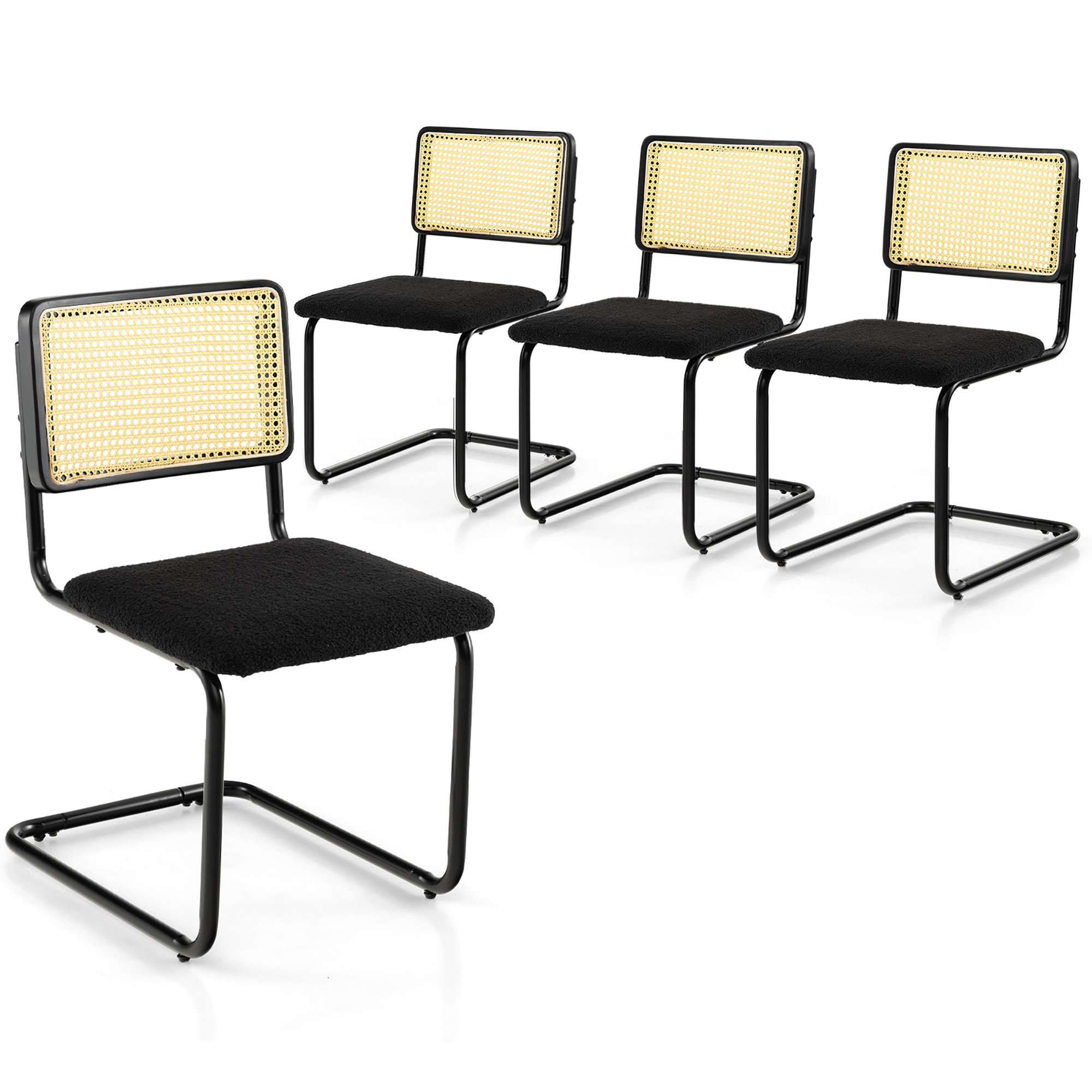 Bayou Breeze Alissandra Mesh Cantilever Chair in Gray/Black/Yellow ...