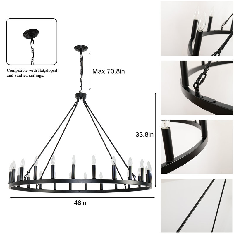 Gracie Oaks Tanzeer 24 - Light Wagon Wheel Chandelier & Reviews | Wayfair