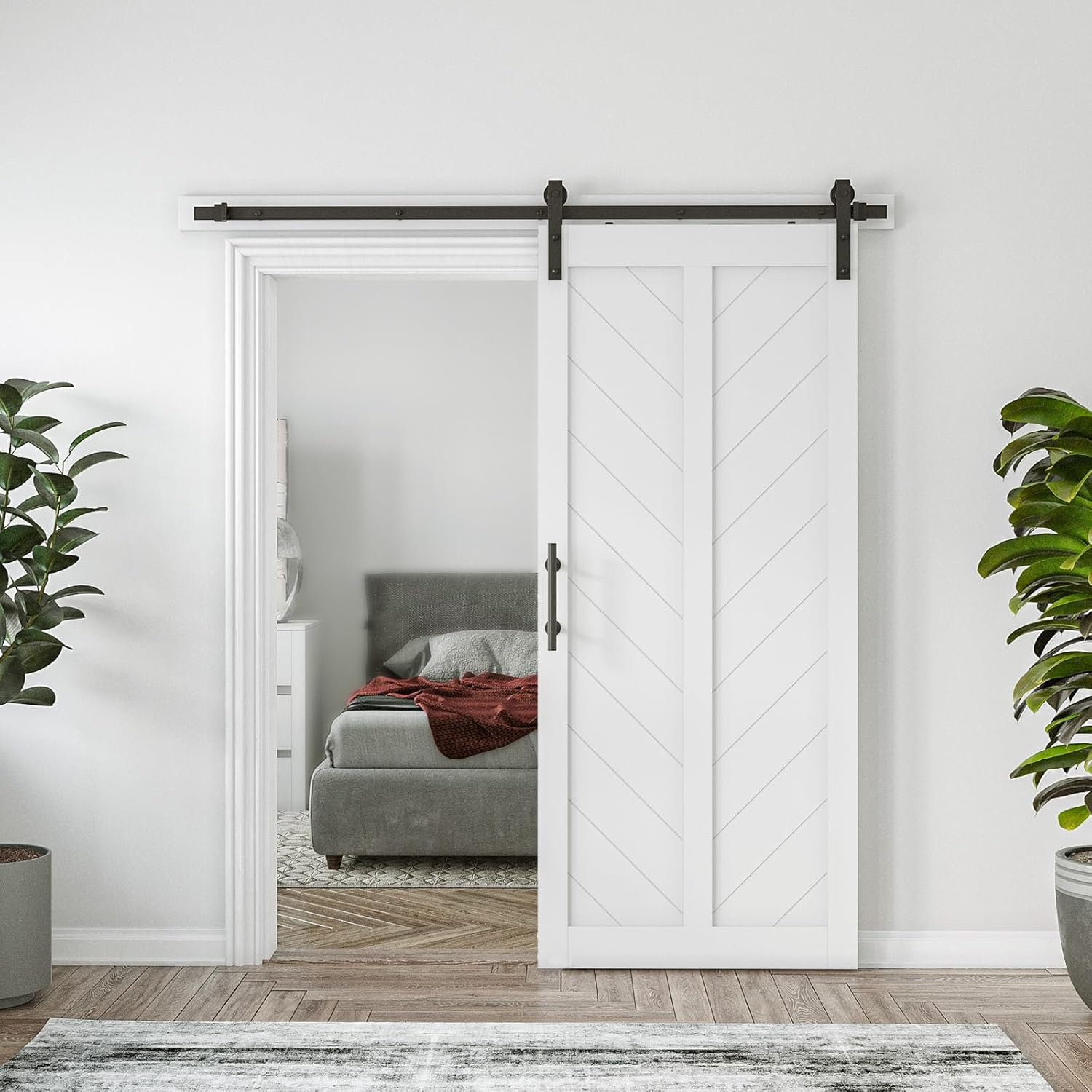 LDB_BUILDING Height Chevron Manufactured Panelled Wood Barn Door with ...