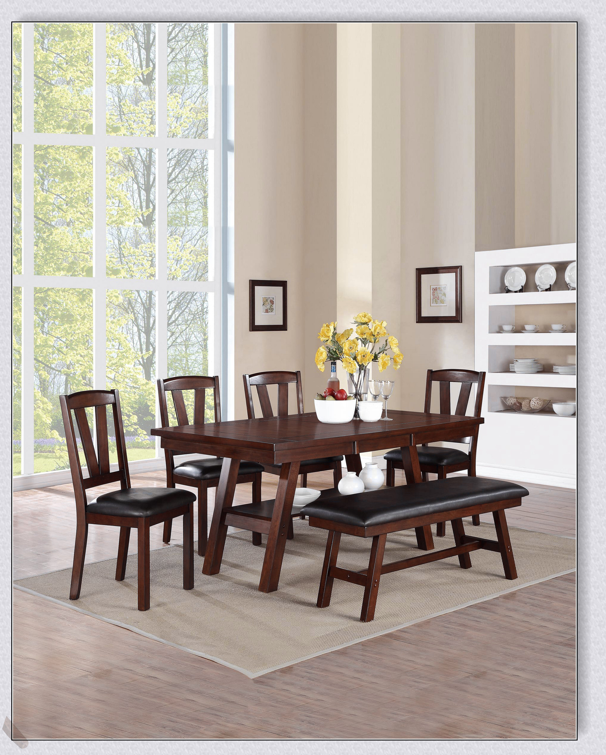 Red Barrel Studio® Transitional Style 6-Piece Dining Set with Walnut ...