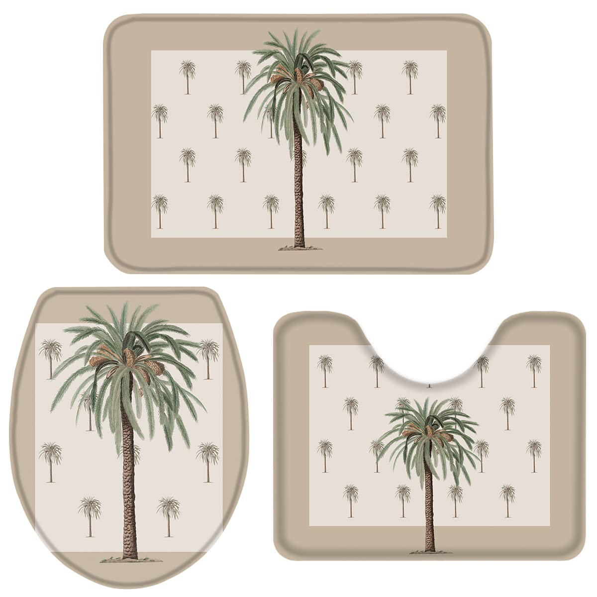 BRBCA Tropical Oasis 3-Piece Non-Slip Bathroom Rug Set - Water ...