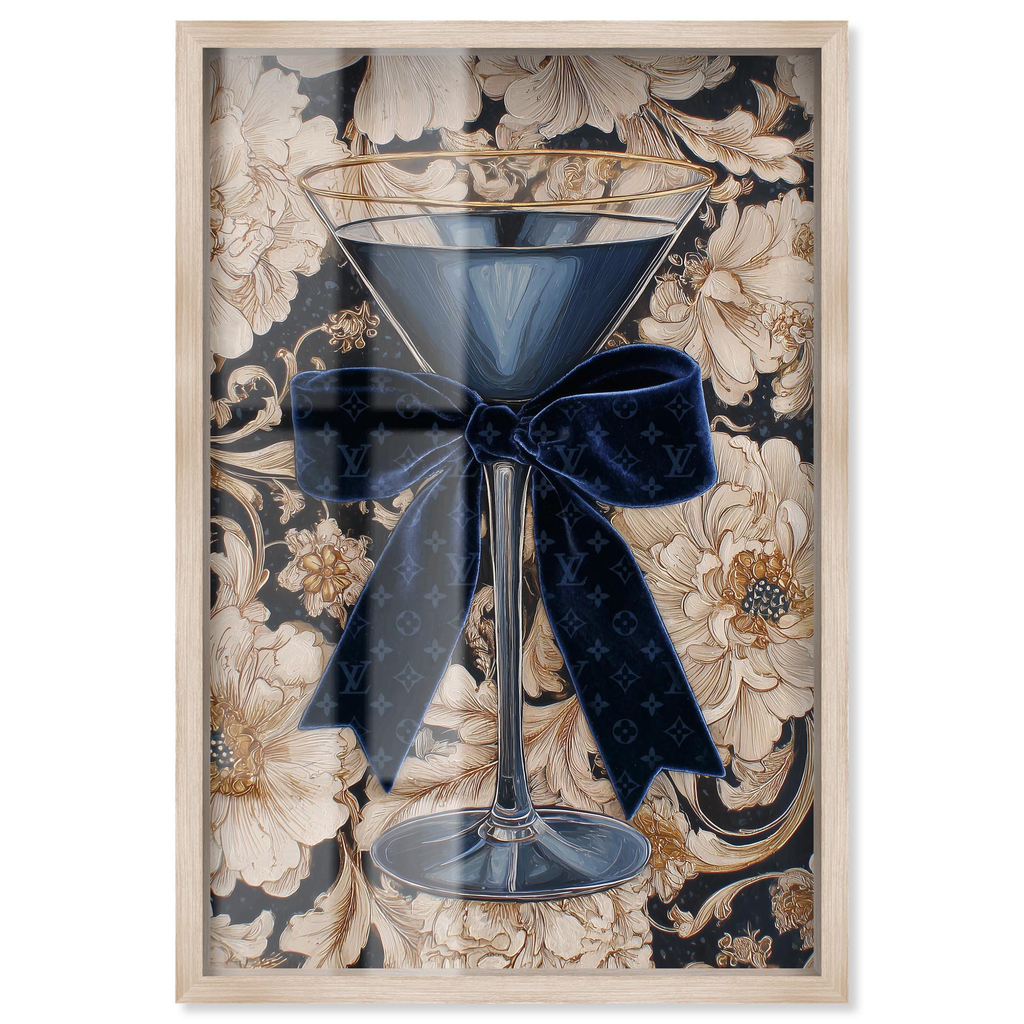 Art Remedy Blue Velvet Martini Glam Art Shadowbox Print by Art Remedy ...