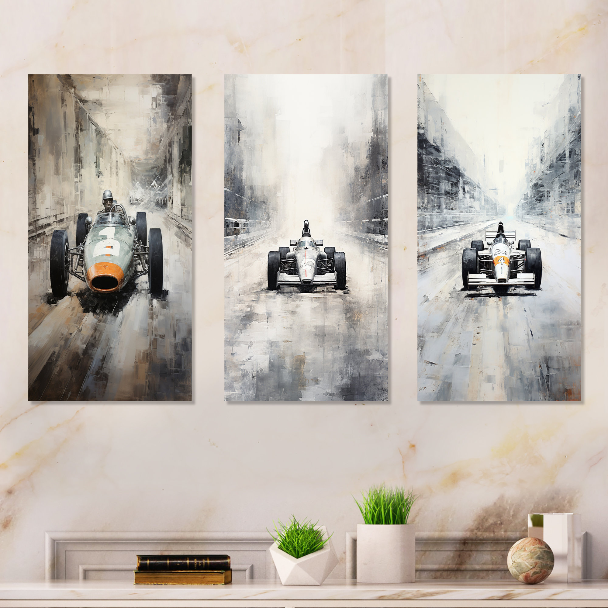 Williston Forge Grey Vintage Race Car Tracks I - Race Tracks Wall Art ...