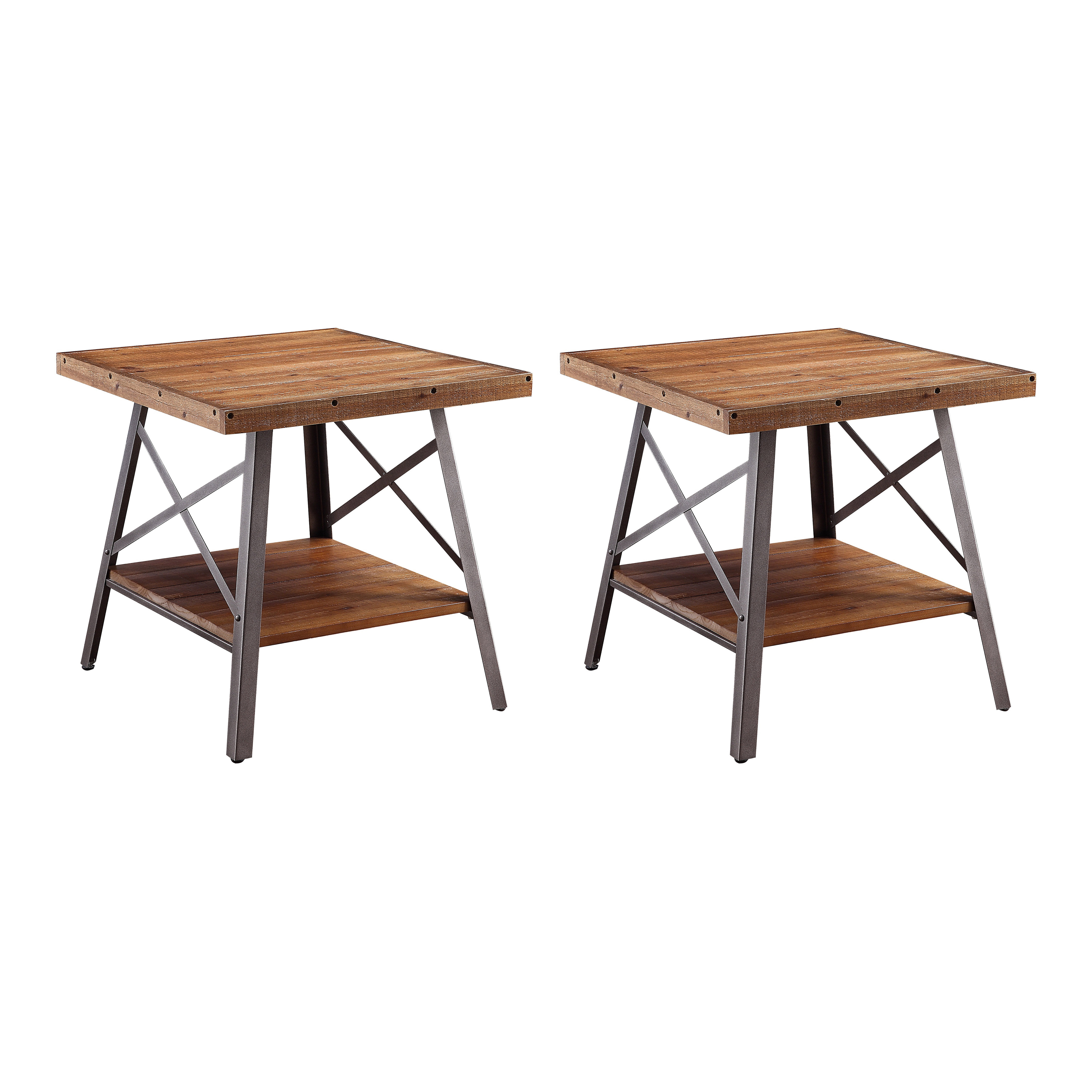 17 Stories End Table (Set-2), Weathered Oak & Sandy Black - Wayfair Canada