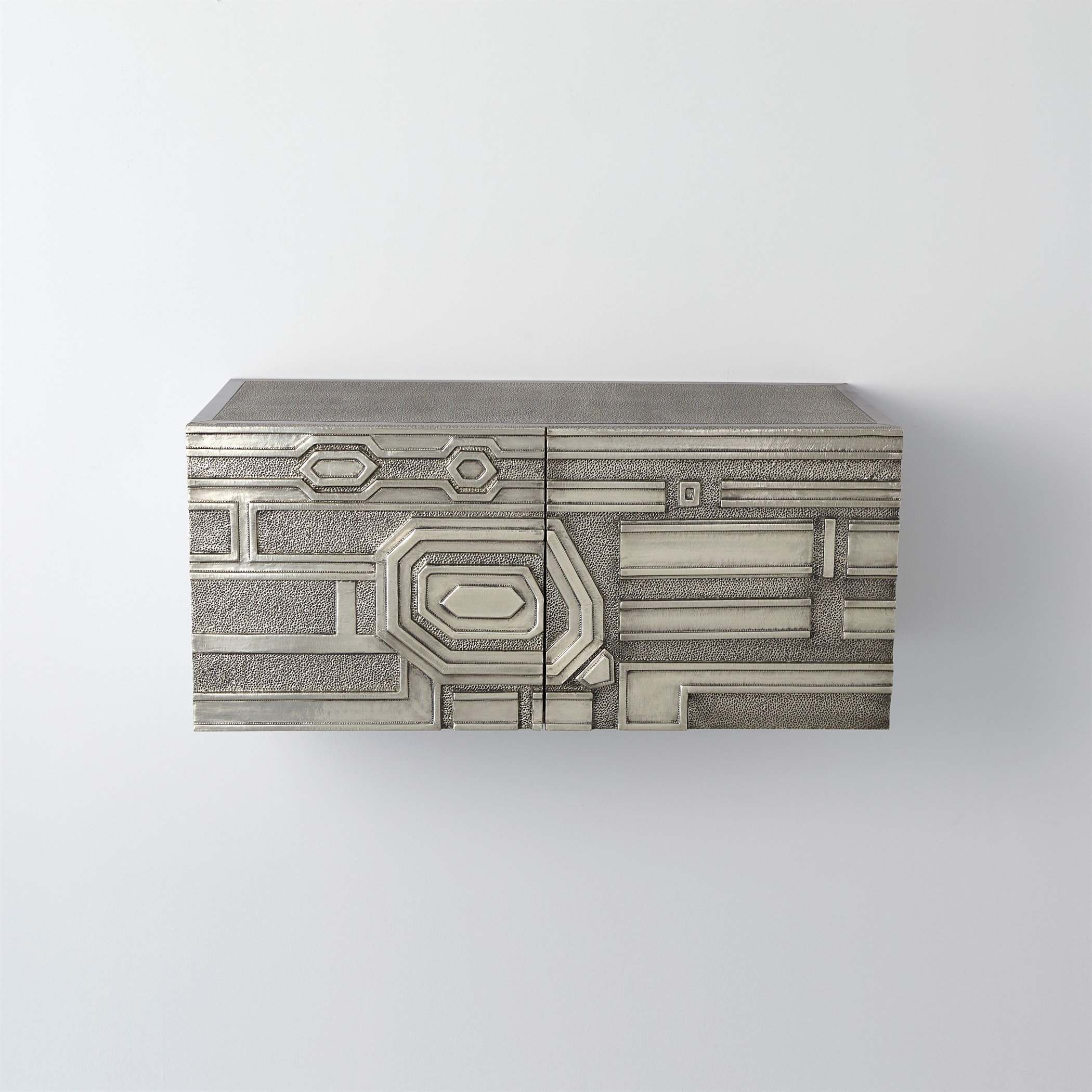 Global Views Abstract Block Cabinet-Left-Silver | Wayfair