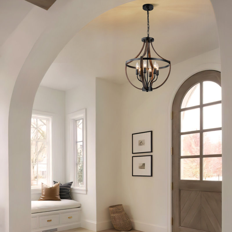 Gracie Oaks Kimyada 6 - Light Dimmable Black/Brown Bowl Pendant Light ...