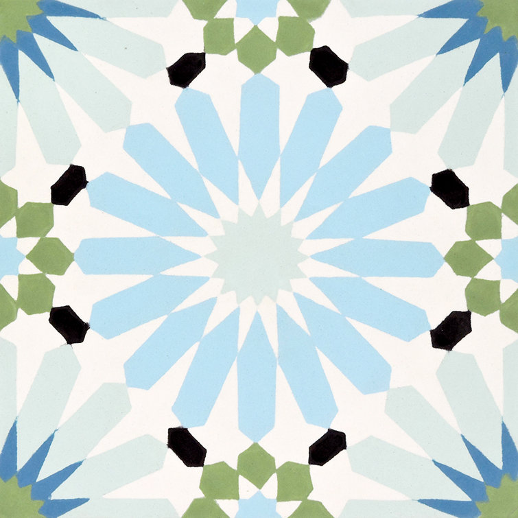 Moroccan Craft Masters 8" x 8" Cement Patterned Wall & Floor Tile | Wayfair