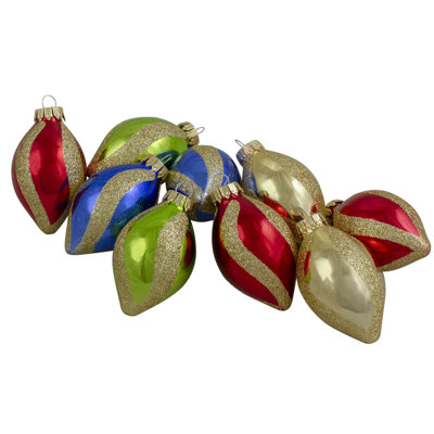 Northlight 9ct Vibrantly Colored 2-Finish Swirls Glass Christmas Finial ...