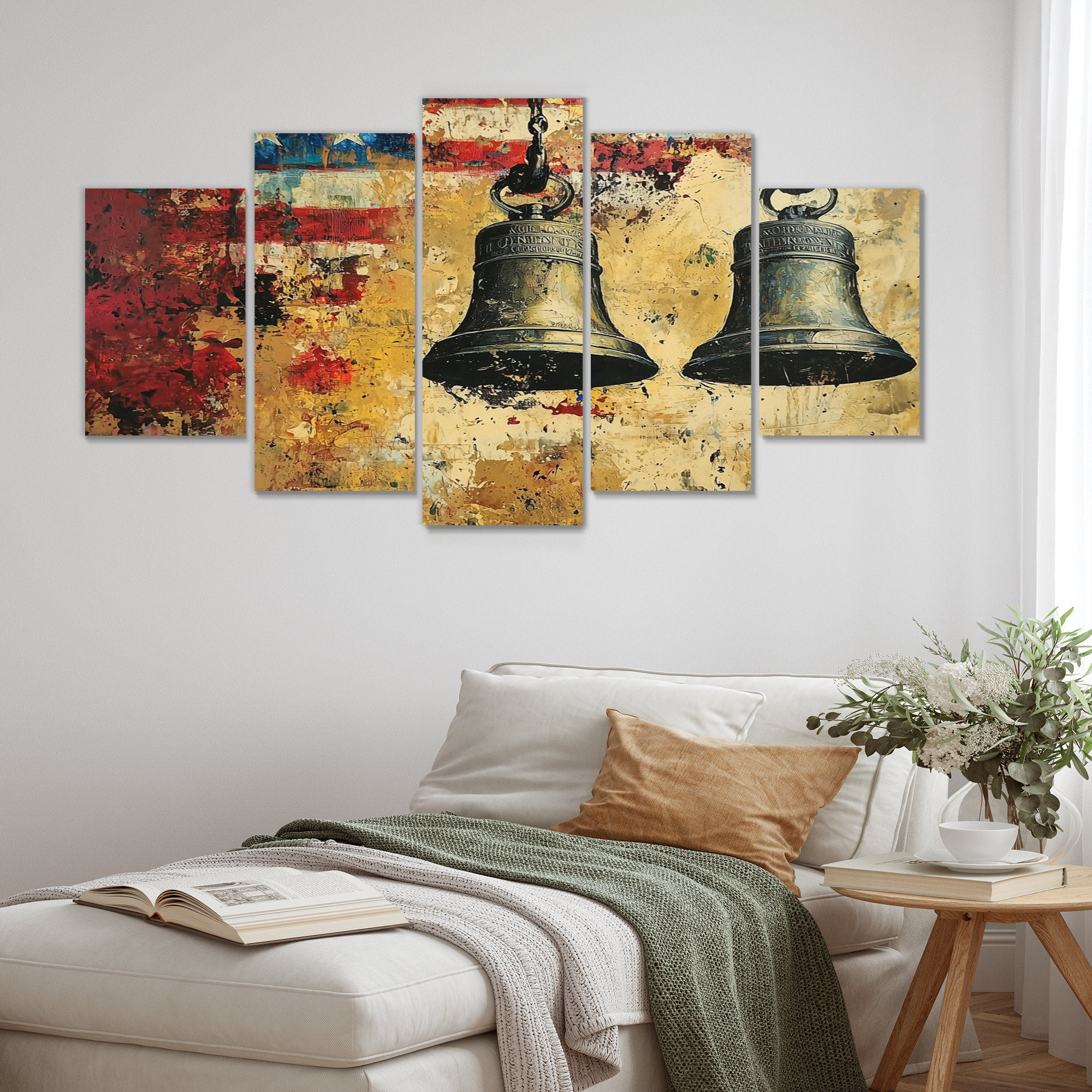 Williston Forge The Liberty Bell Ringing In Philadelphia With Usa Flag ...