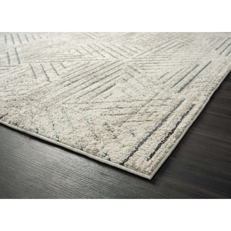 Wrought Studio™ Acacius Geometric Cream And Grey Area Rug | Wayfair
