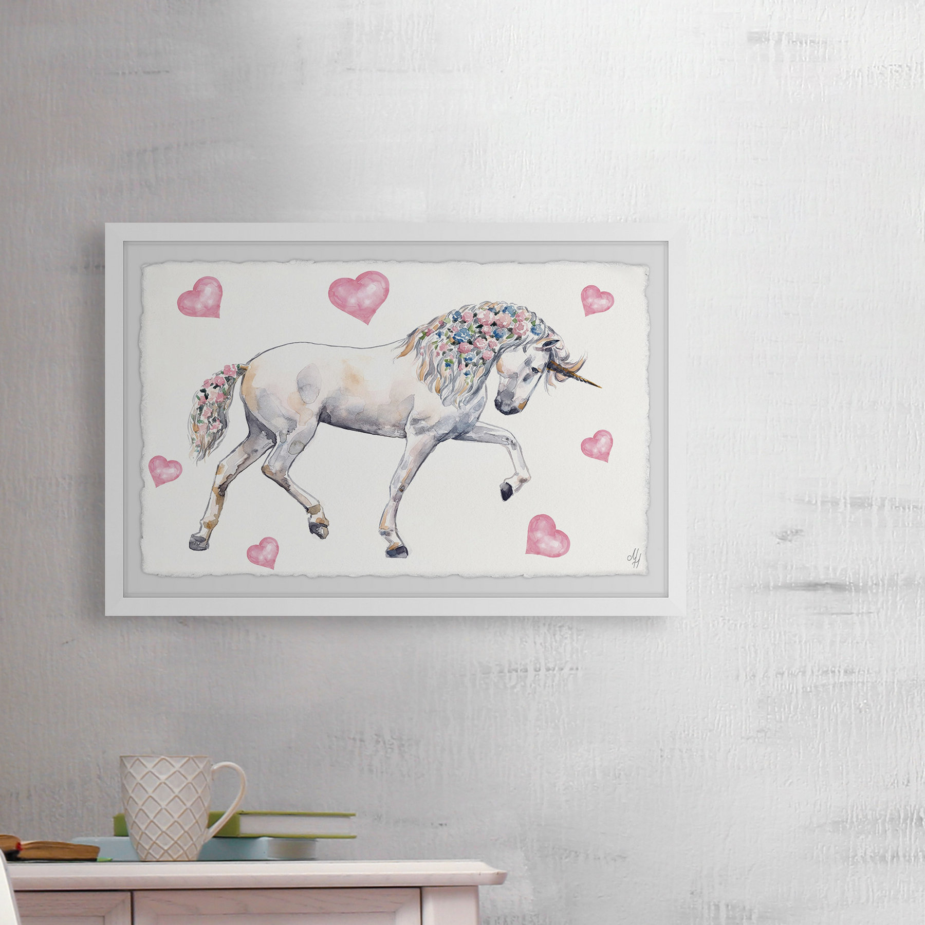 Harriet Bee Saskatoon Floral-Haired Unicorn Framed Print | Wayfair