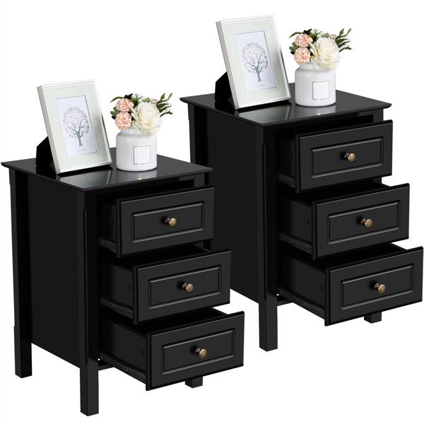 ClassicLiving Cardy MDF Wood Panels, Metal Bedside Table | Wayfair.co.uk