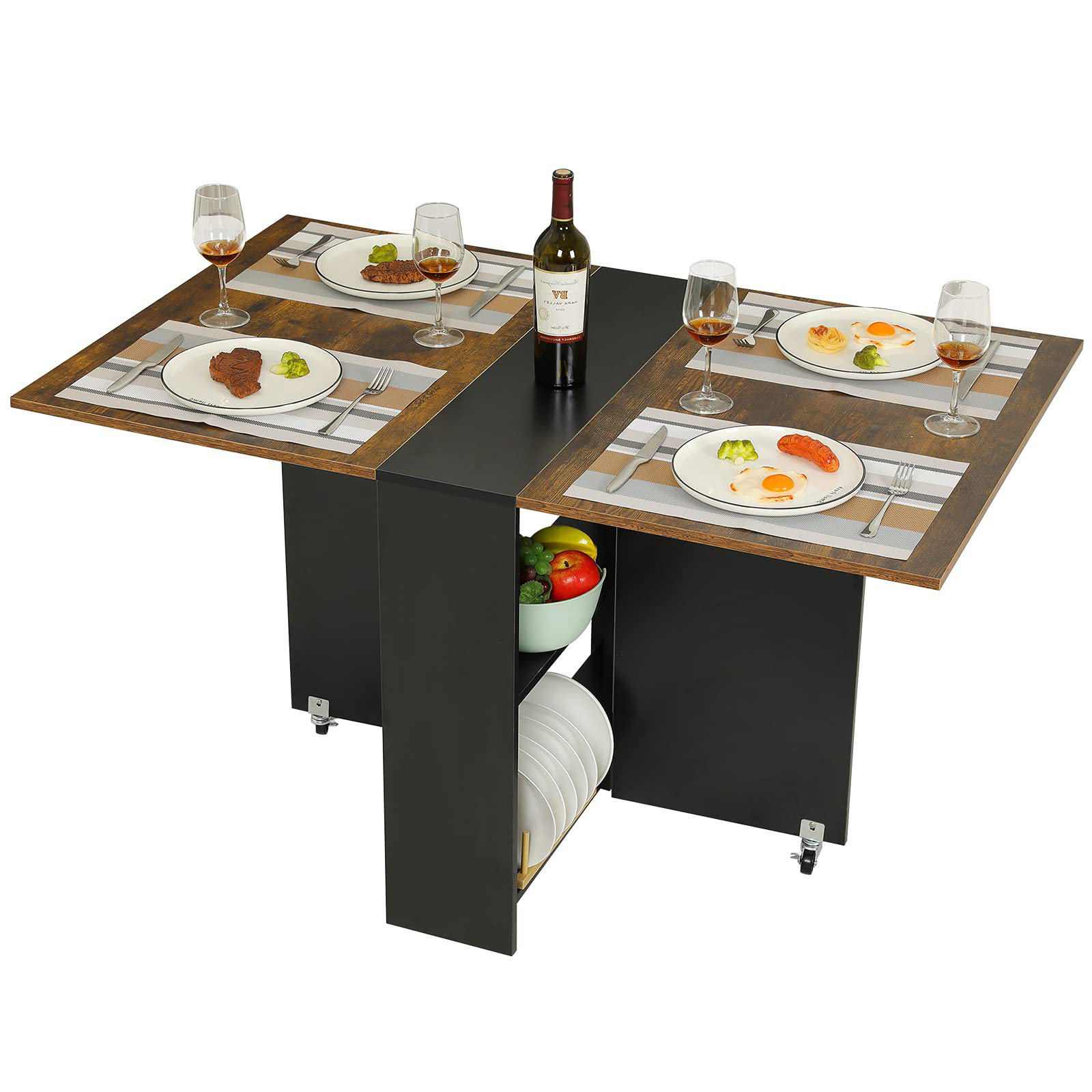 PARSOF Folding Dining Table with 2 Storage Racks - Wayfair Canada