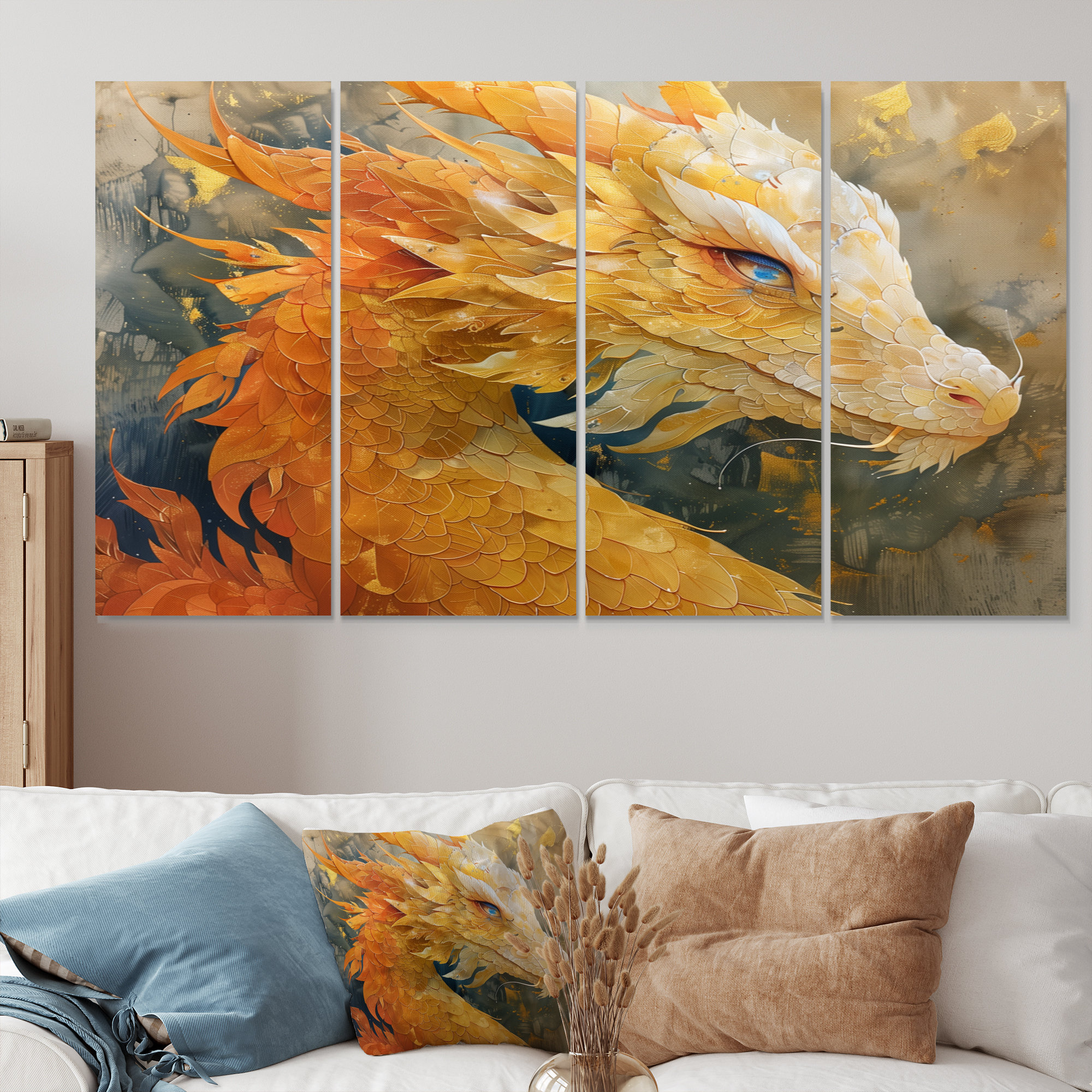 Design Art Treasured Scales Dragon Collage - Dragons Wall Art Set ...