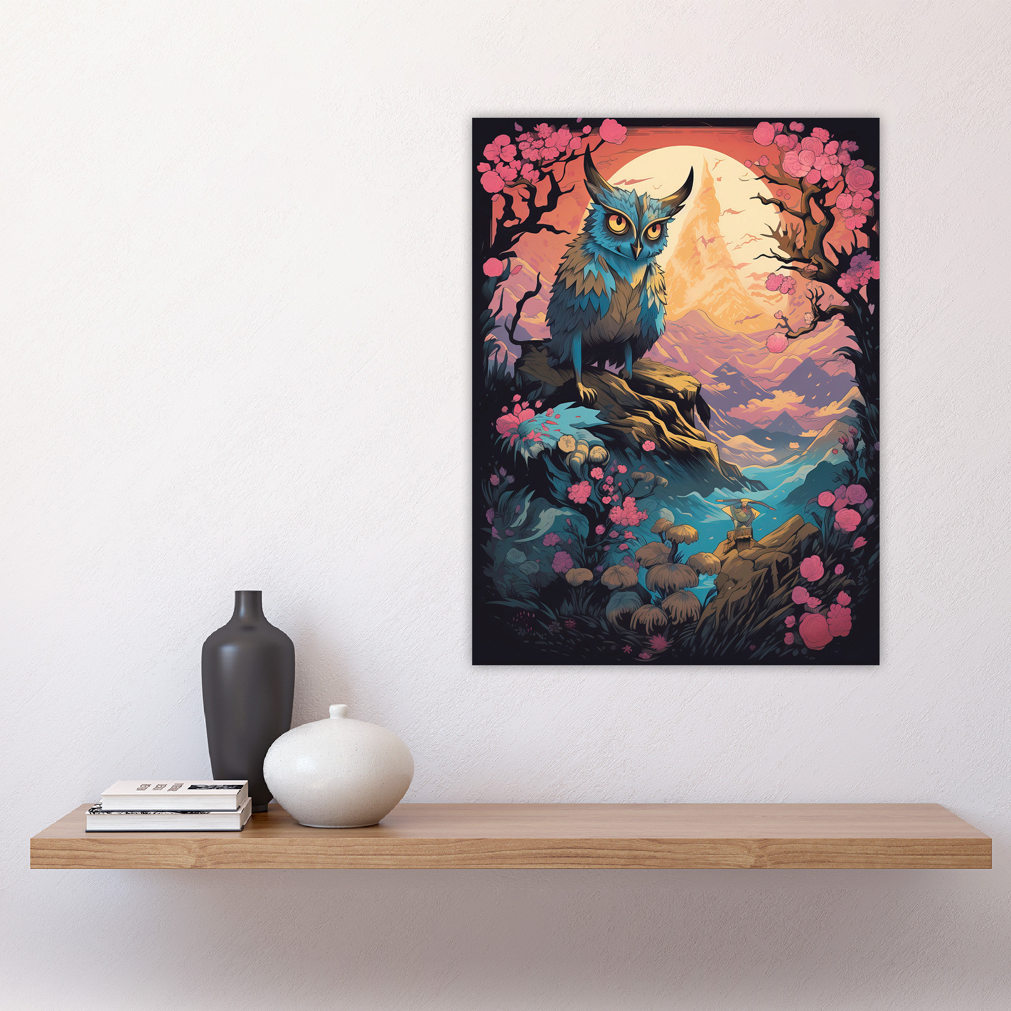 Union Rustic Wall Art Print Owl Yokai Concept Art Painting Mythical ...