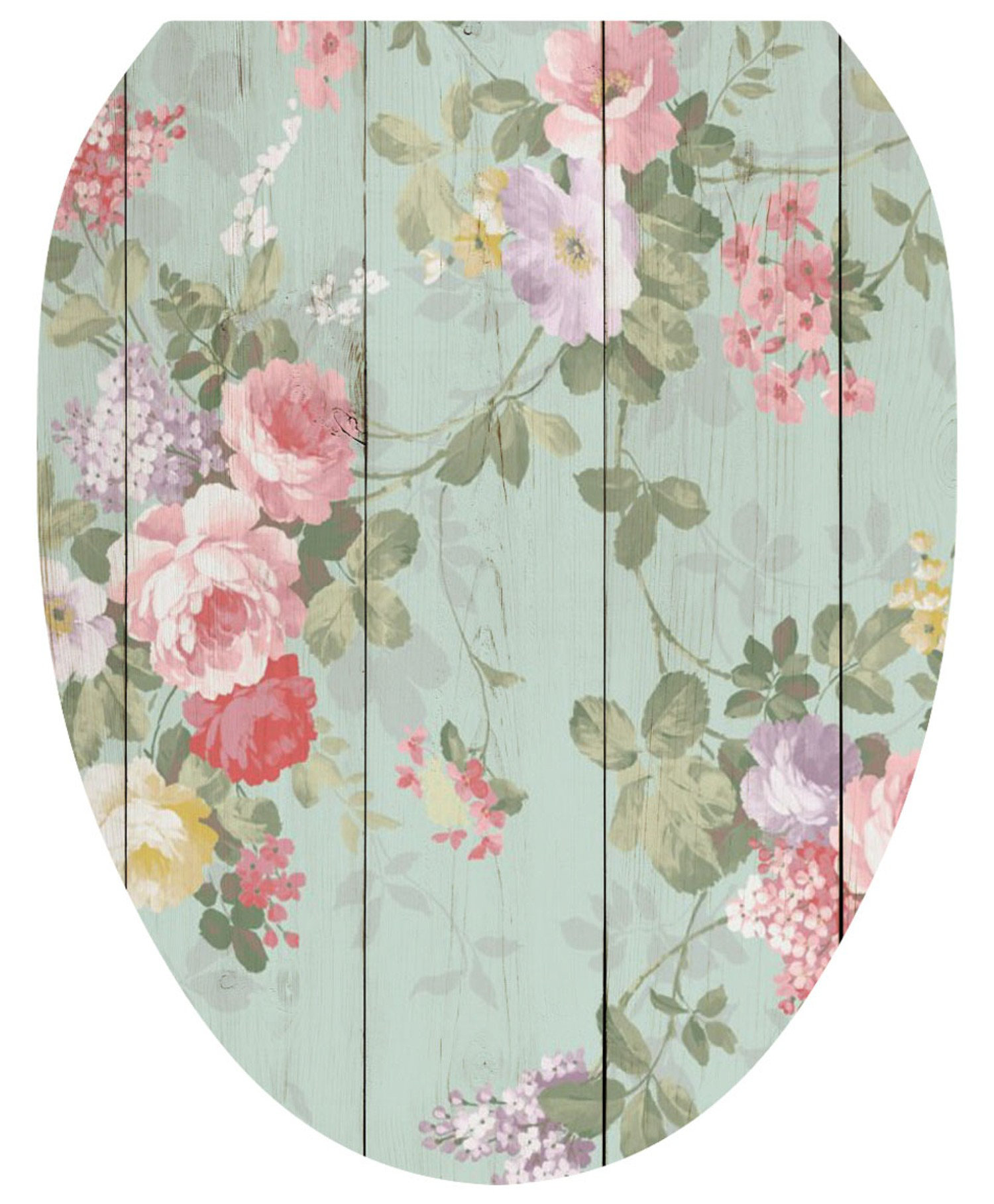 Toilet Tattoos Shiplap Floral Toilet Seat Sticker, Lid Decal & Reviews ...