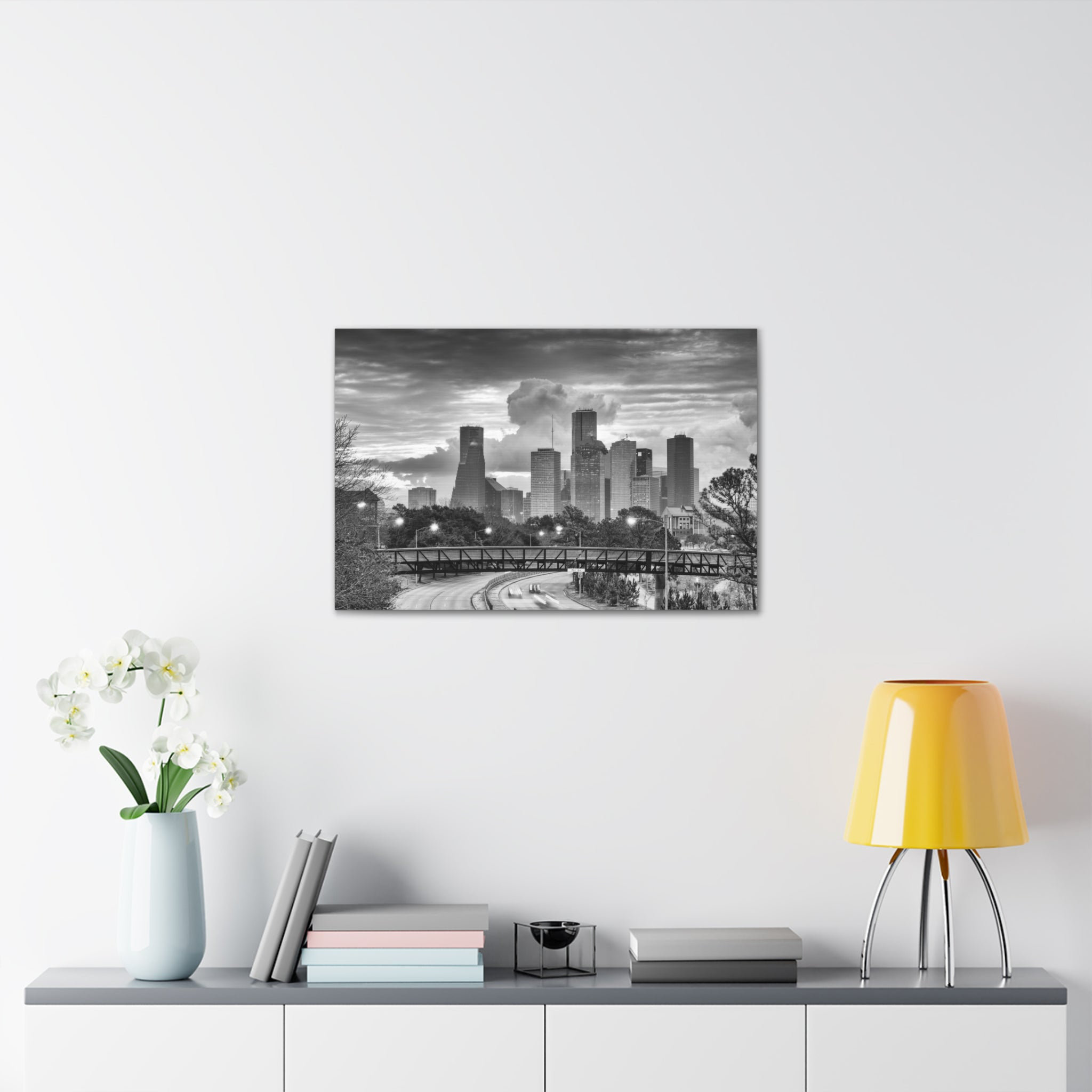 Latitude Run® Houston Black And White Skyline Canvas Artwork ...