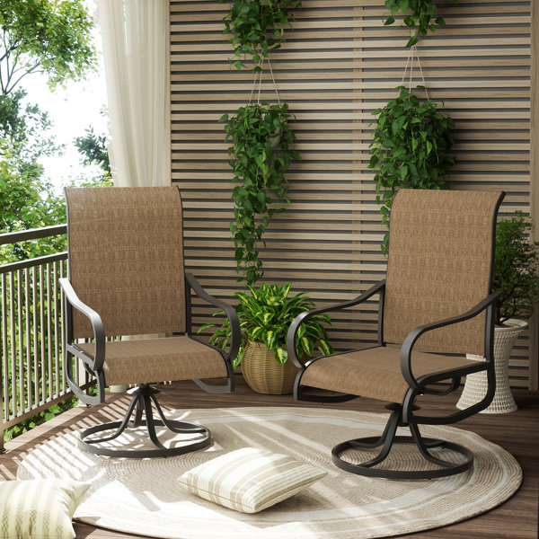 Canora Grey Julessa Swivel Patio Dining Armchair & Reviews | Wayfair