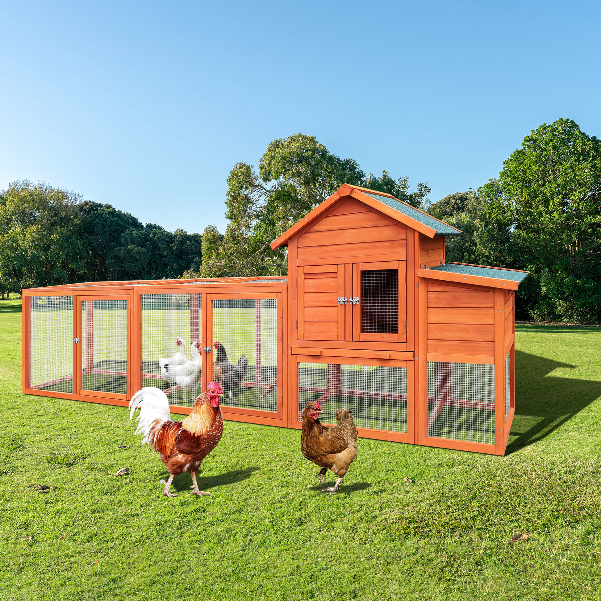Tucker Murphy Pet™ 122" Outdoor Poultry Cage Made Of Wood, Nesting Box ...