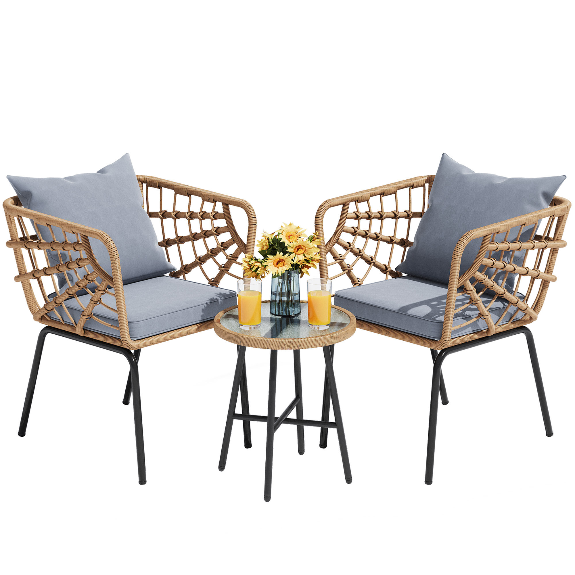 Ebern Designs Laronna 2 - Person Outdoor Seating Group with Cushions ...
