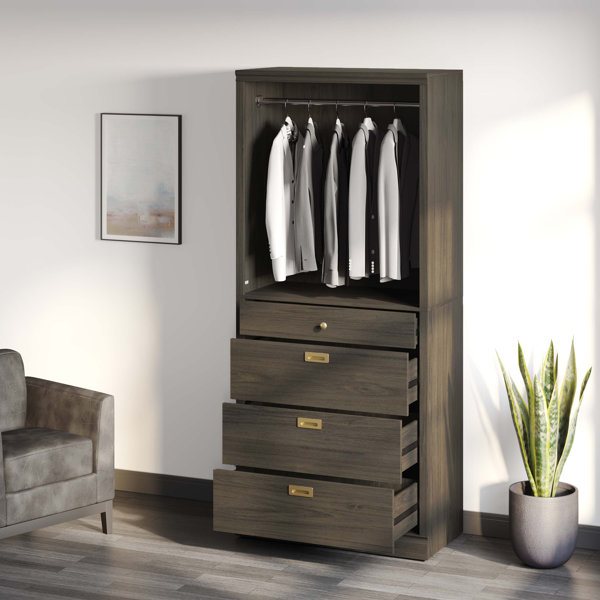 Scott Living Nolan 36" Wardrobe closet with 4 drawers with 1 Shelf and ...