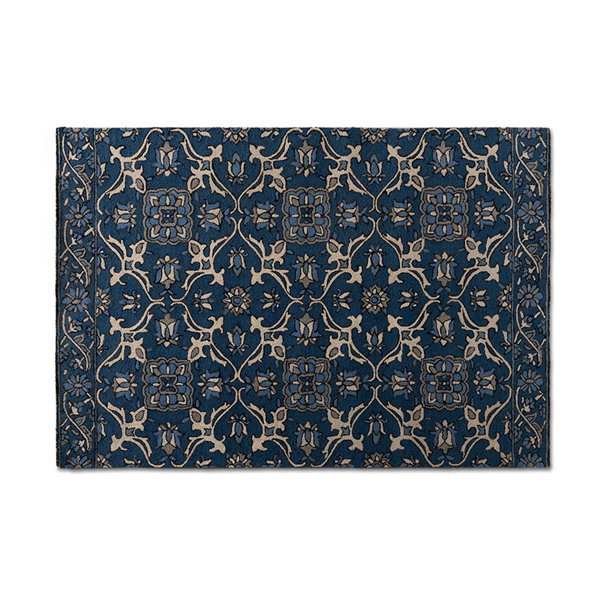 Canora Grey Tesha Handmade Flatweave Wool Blue Rug | Wayfair