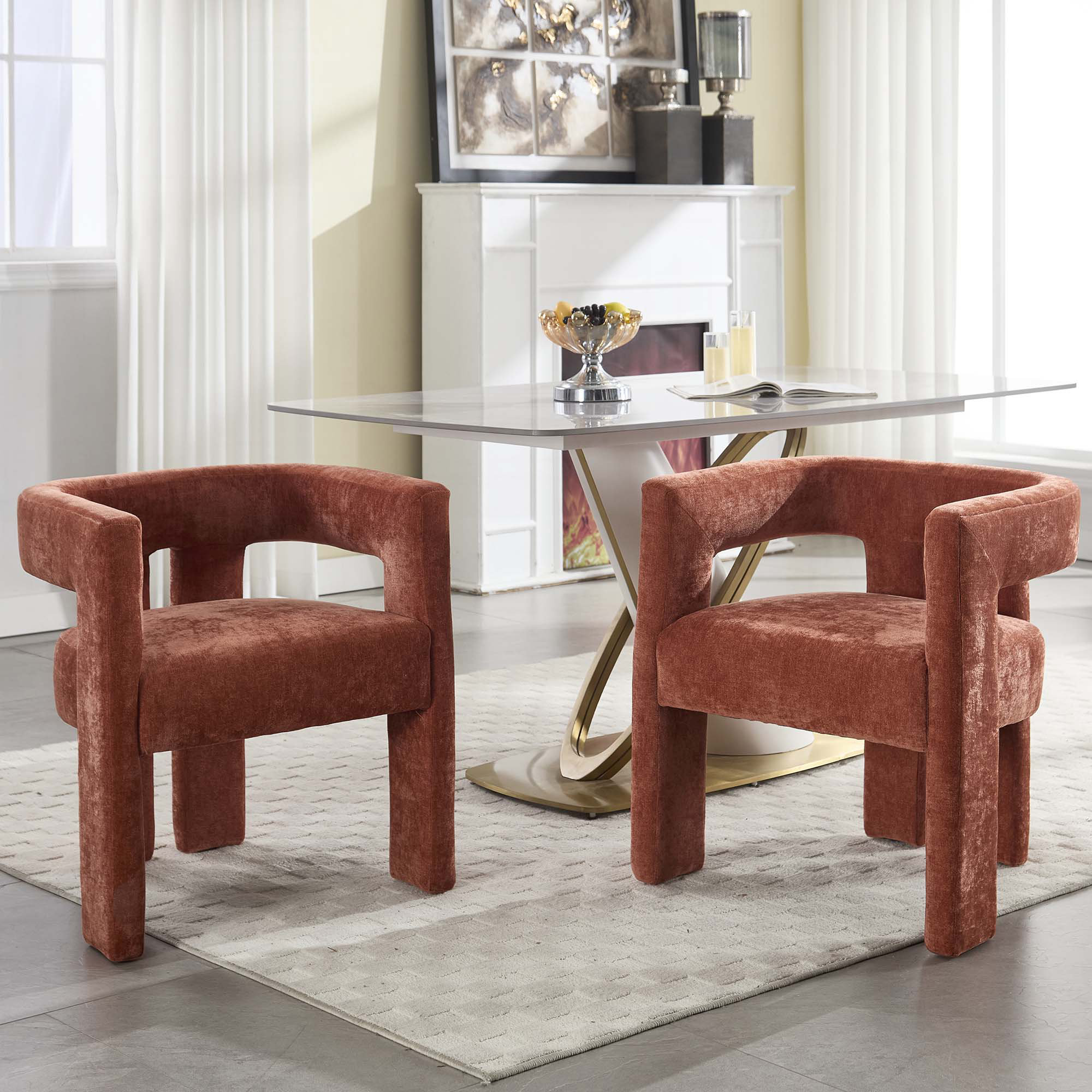 Latitude Run® Chenille Upholstered Dining Chair | Wayfair