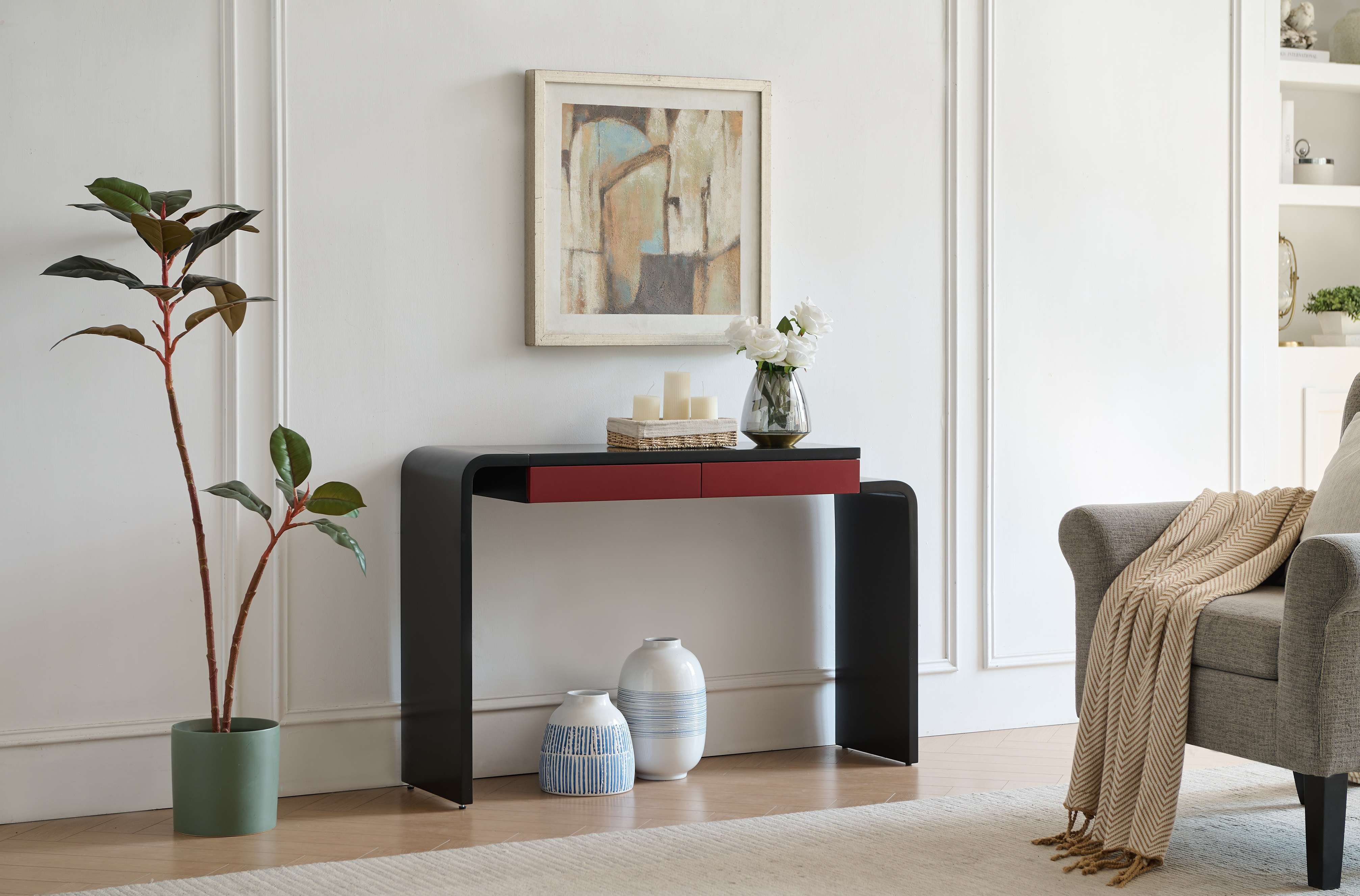 Latitude Run® Contemporary Console Table with Two Spacious Drawers ...
