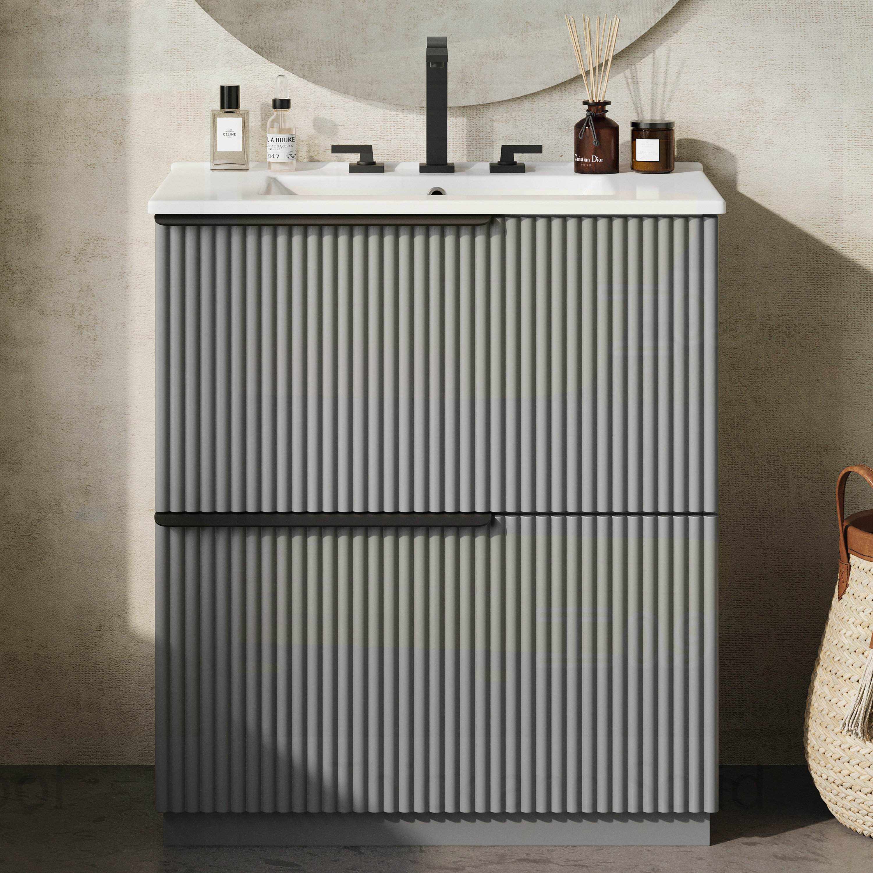 Rongeng 30" Bathroom Vanity with Ceramic Sink and Full-Extension ...