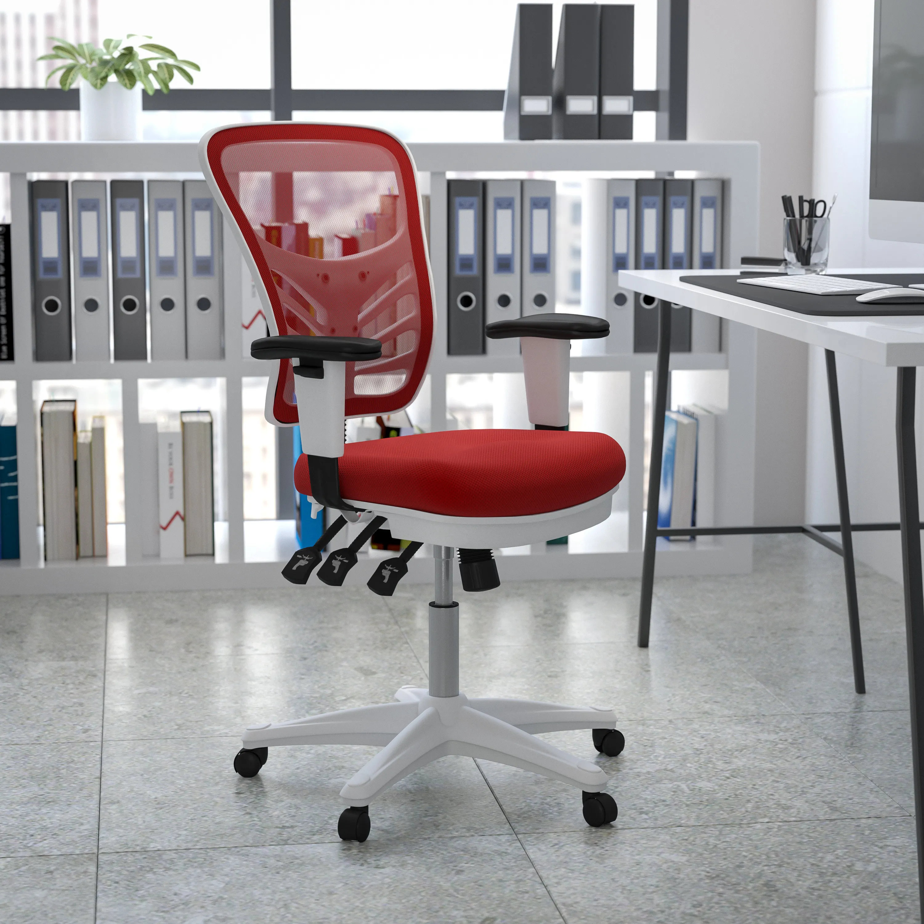 Flash Furniture Mid-Back Mesh Multifunction Executive Swivel Ergonomic ...