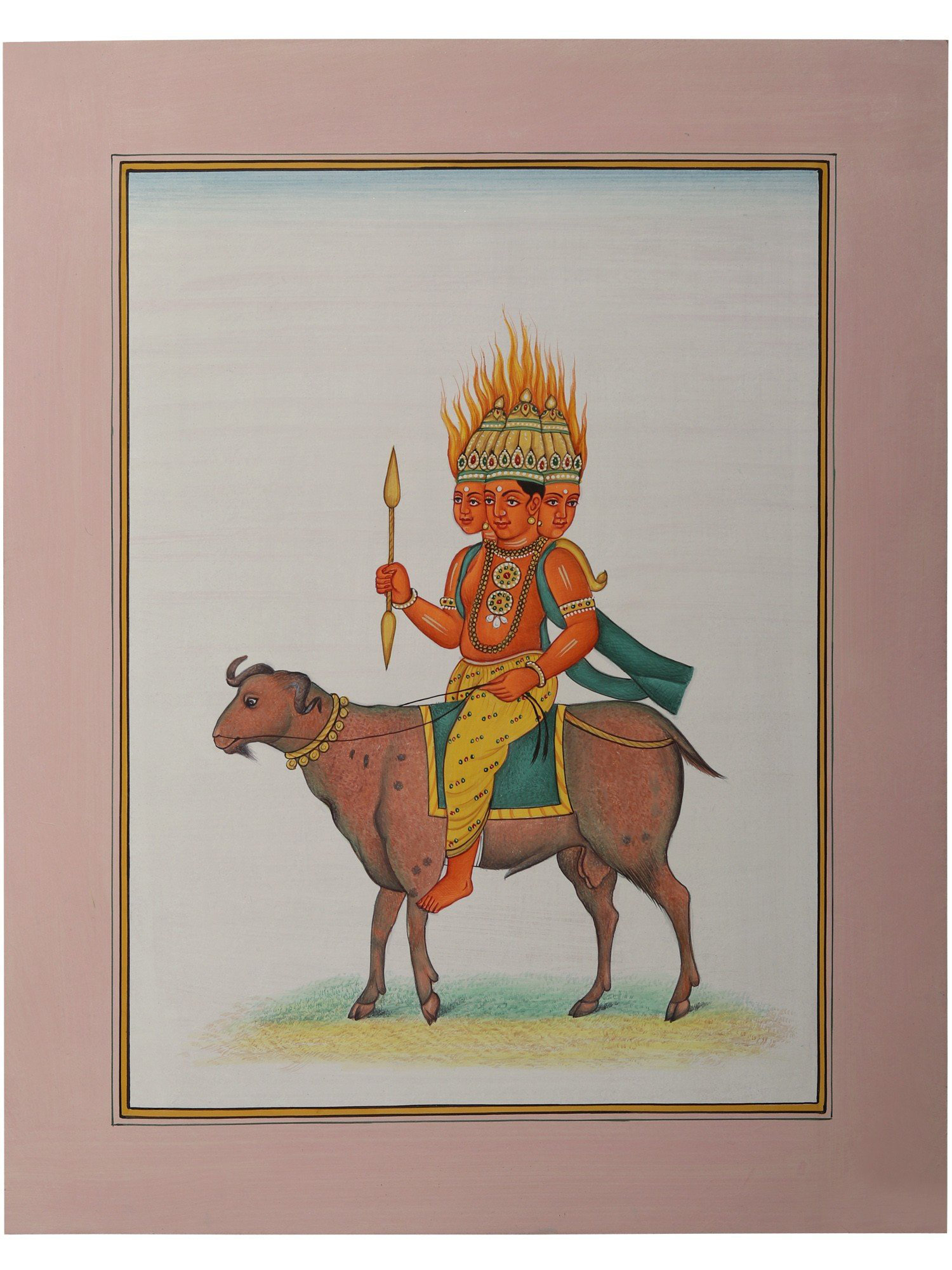 Exotic India Agni - The God Of Fire | Watercolor On Paper | Wayfair