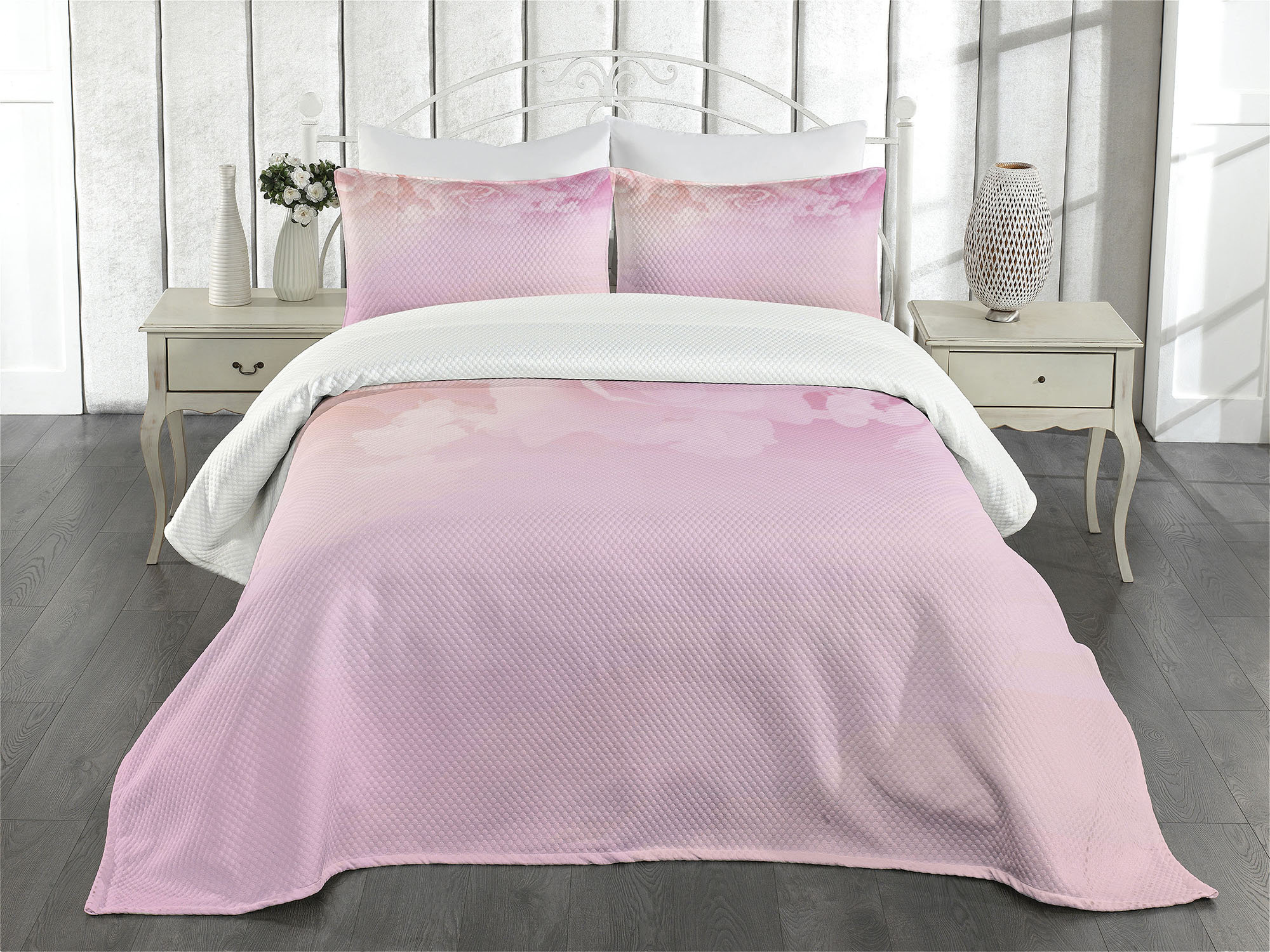 Ambesonne Pale Pink Bedspread Set Roses Bridal Art Coral | Wayfair